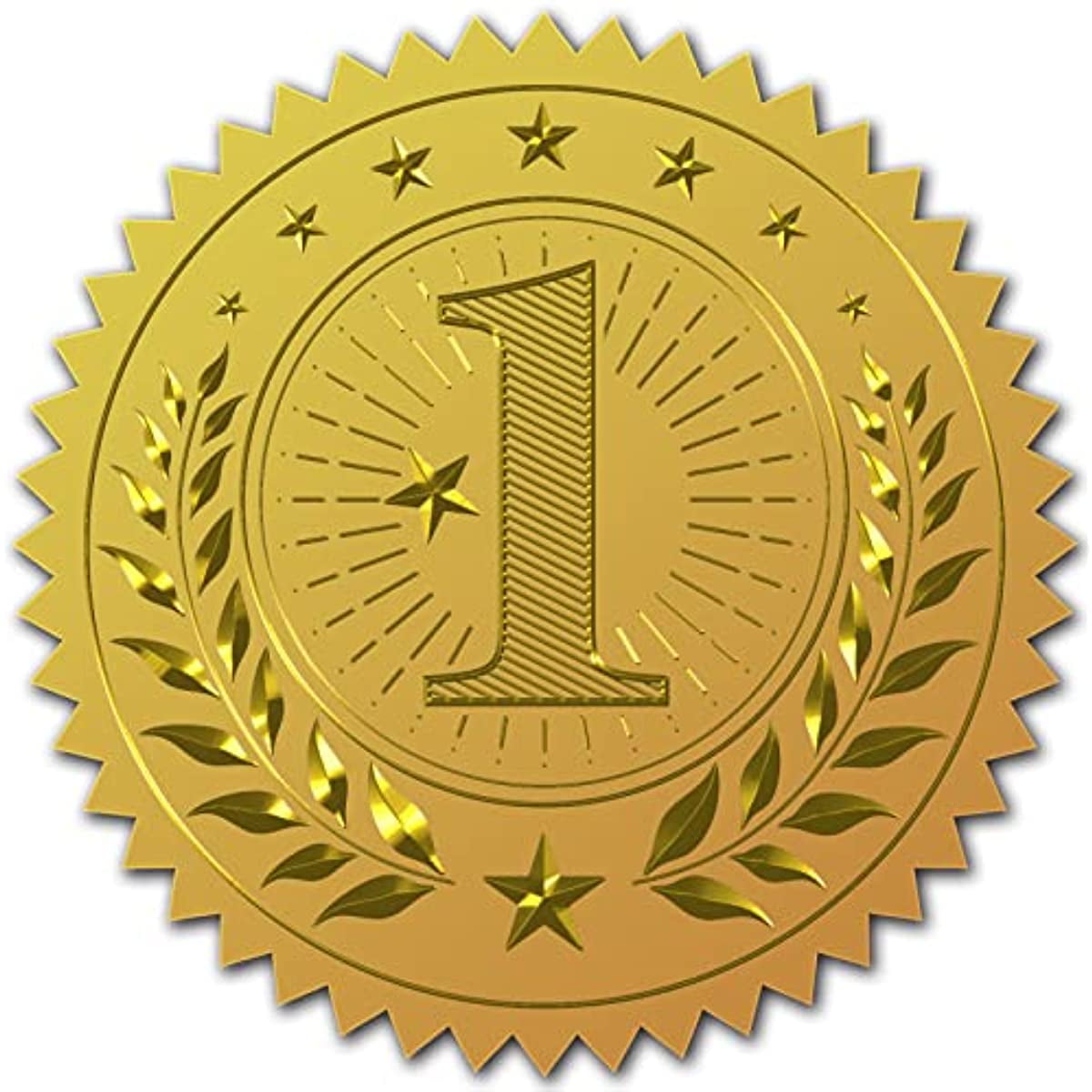 2" Gold Foil Sticker Medal First Place 100pcs Certificate Seals Gold ...