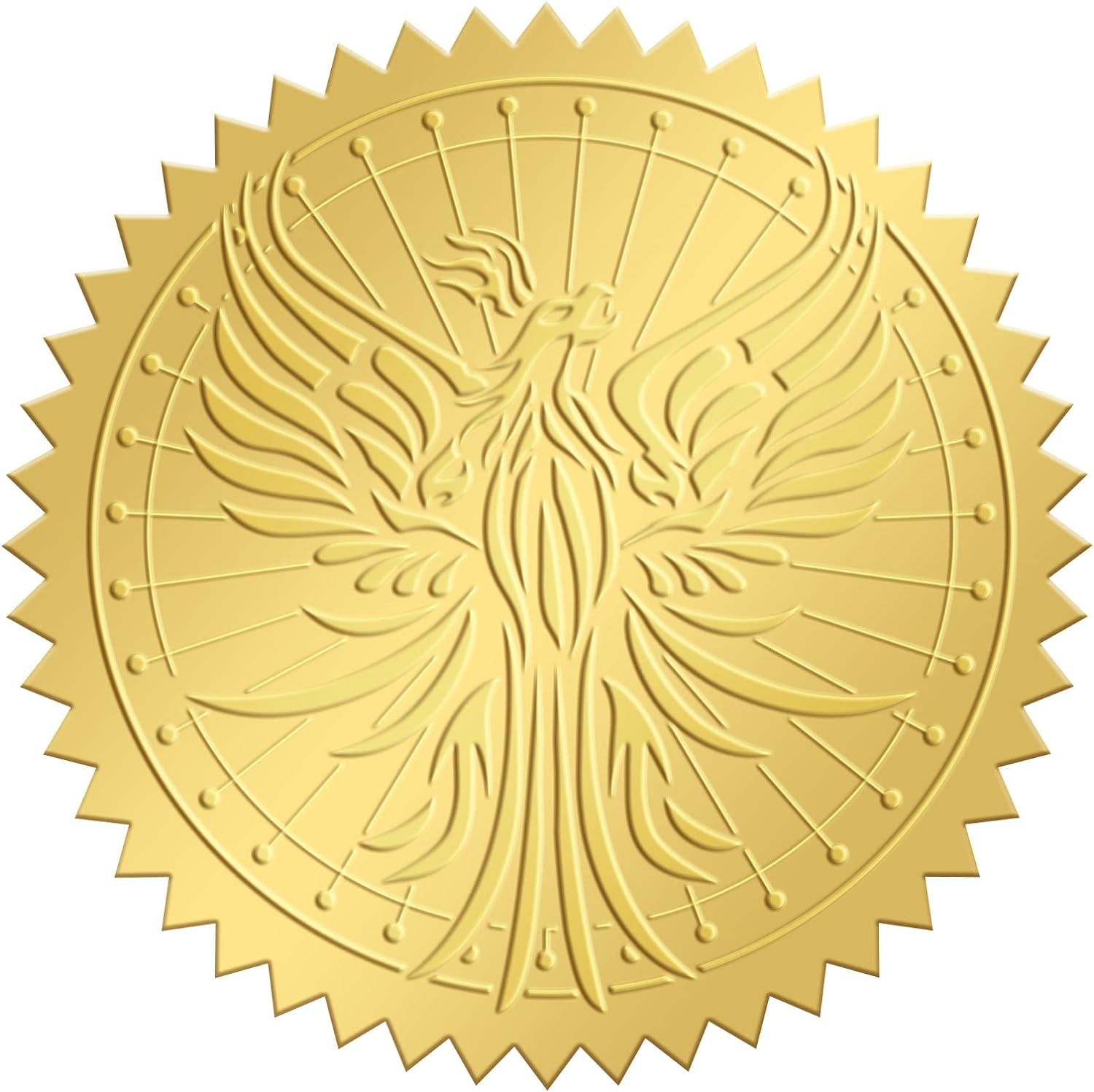 2" Gold Foil Sticker Phoenix 100pcs Certificate Seals Gold Embossed ...
