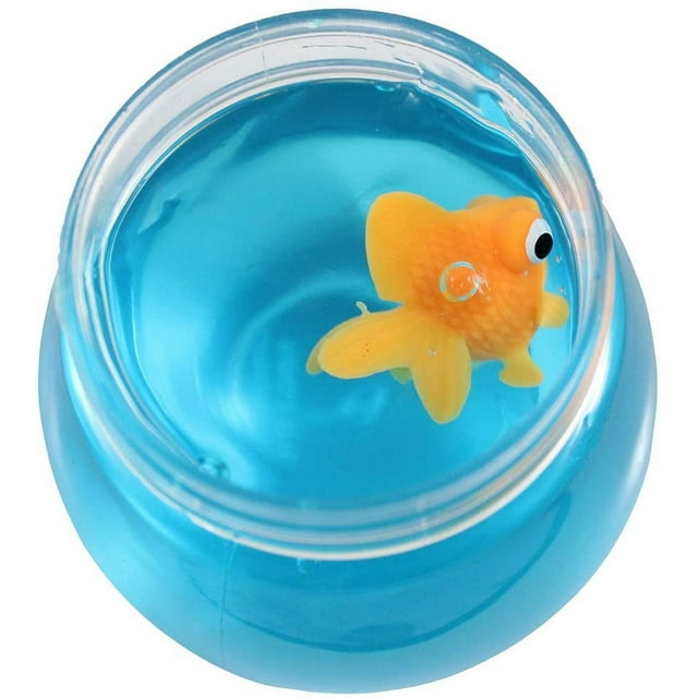 2 Goldfish Toys: Blue Slime in Bowl with Fish Figurine - Fun Sensory ...