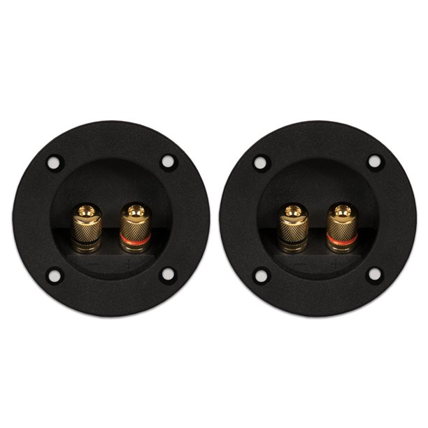 2 Goldwood Sound RGT-5000 Round Power Terminal Plates Gold Post Speaker ...