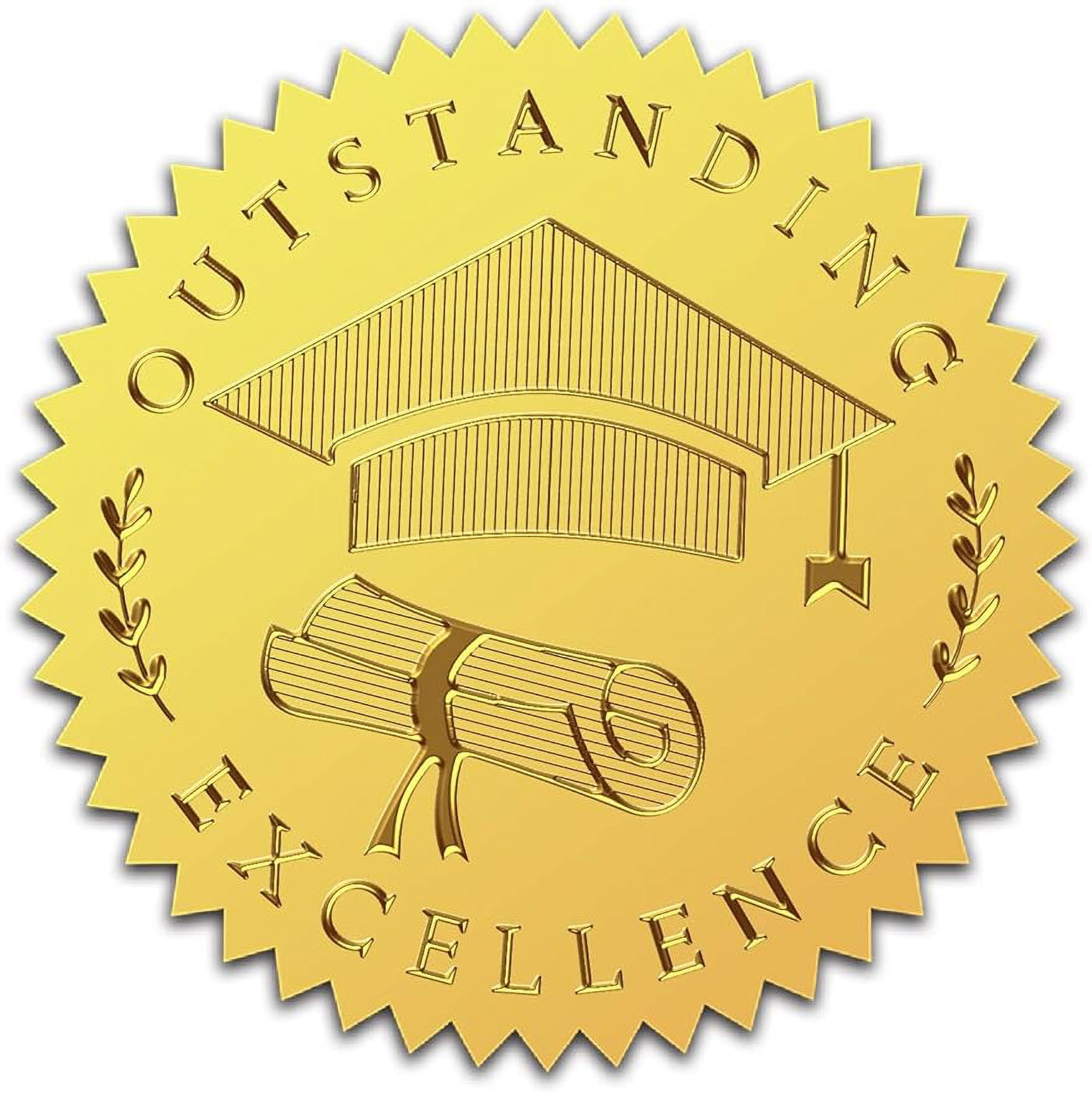 2" Graduation Gold Foil Embossed Stickers Outstanding Excellence ...