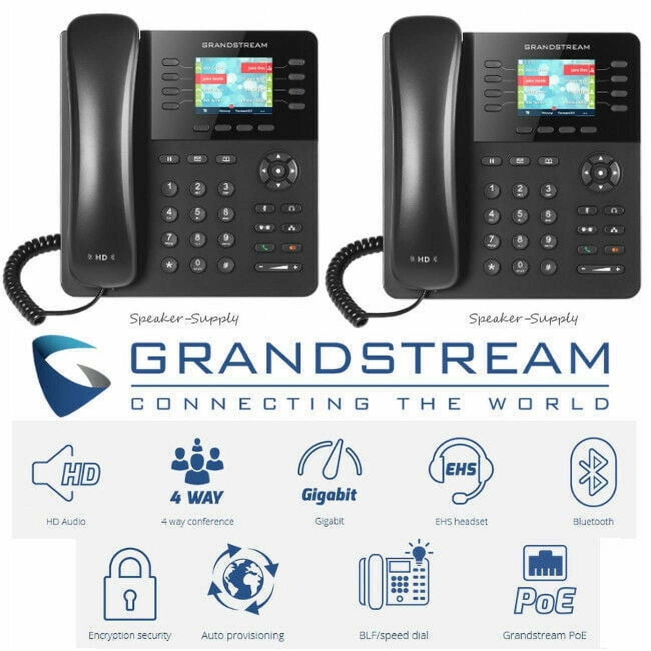 2 Grandstream GXP2135 IP 8 Line 4 SIP Gigabit Enterprise HD Phone Set ...