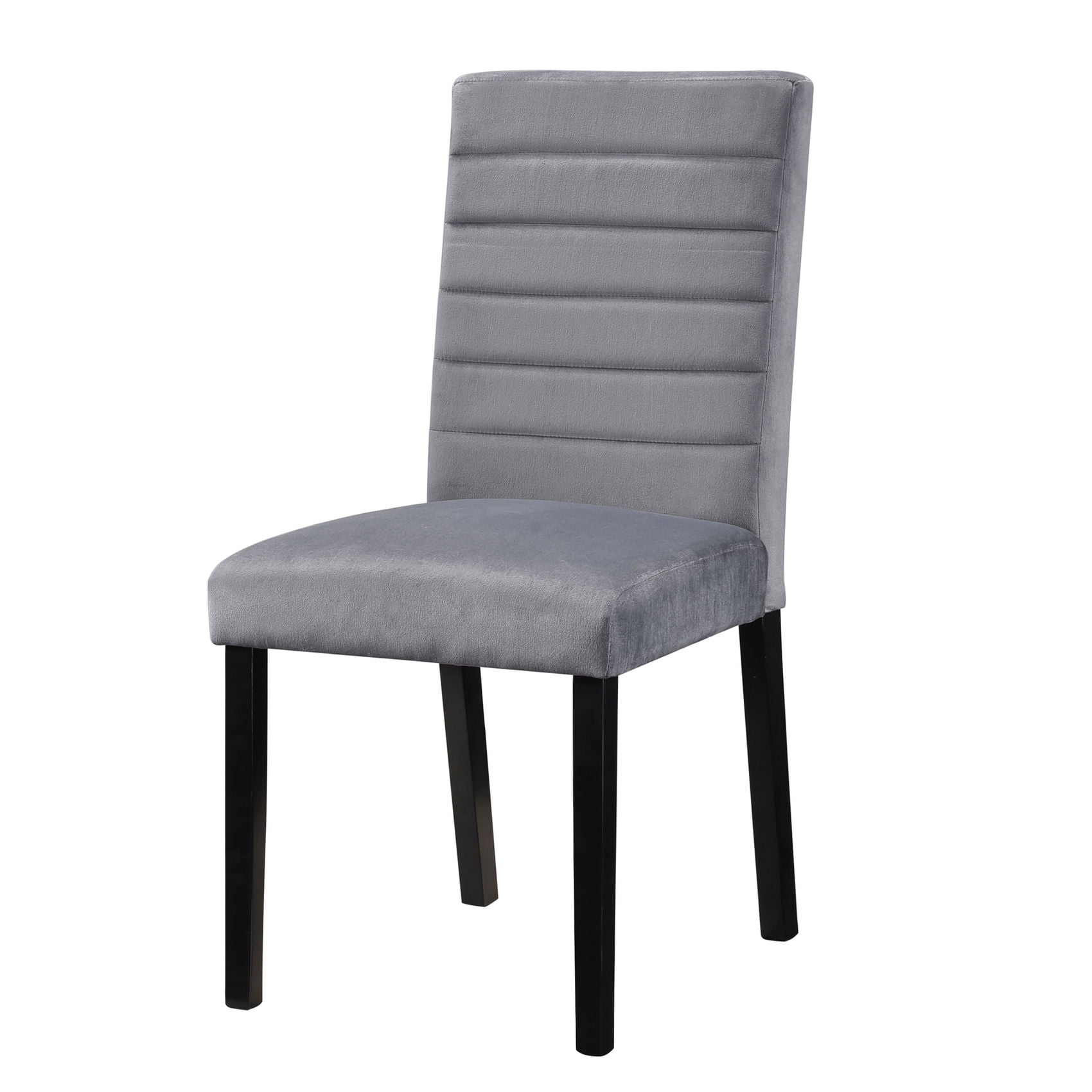 2 Gray Velvet Side Chairs, Black Wood Frame | Casual Dining Furniture ...