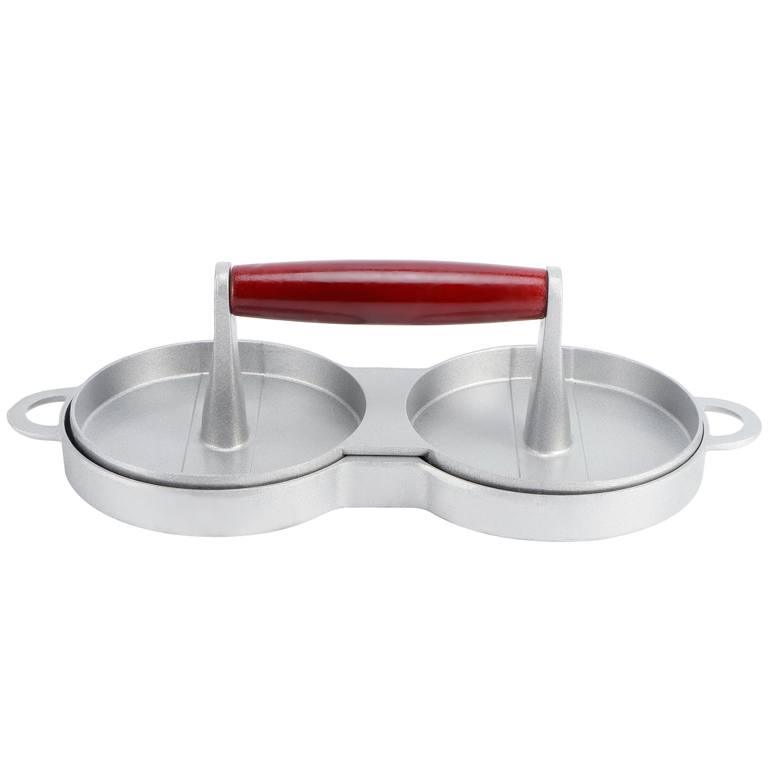 2 Grids Round Hamburger Press Patty Maker Mold With Wood Handle Non ...