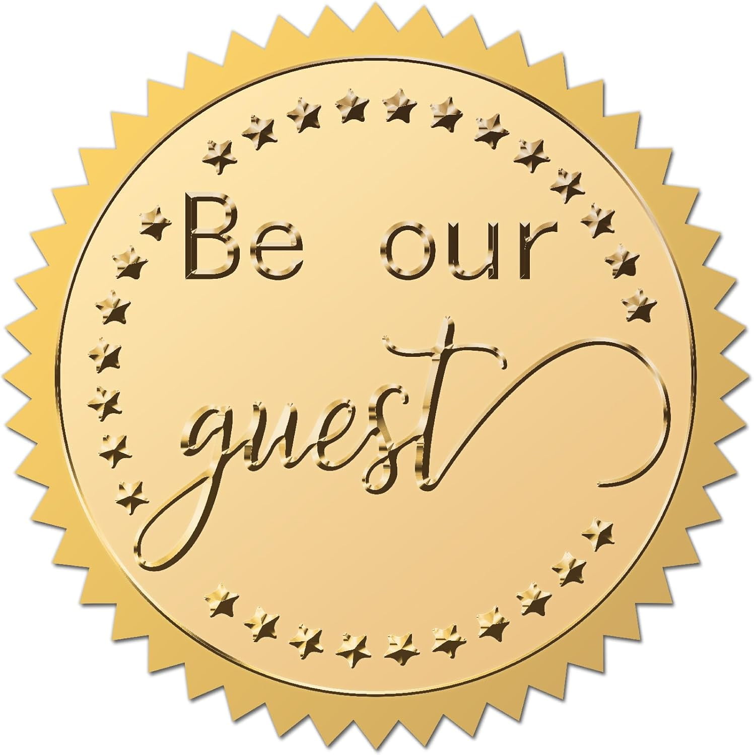2" Be Our Guest Gold Invitation Stickers Self Adhesive Wedding Envelope ...