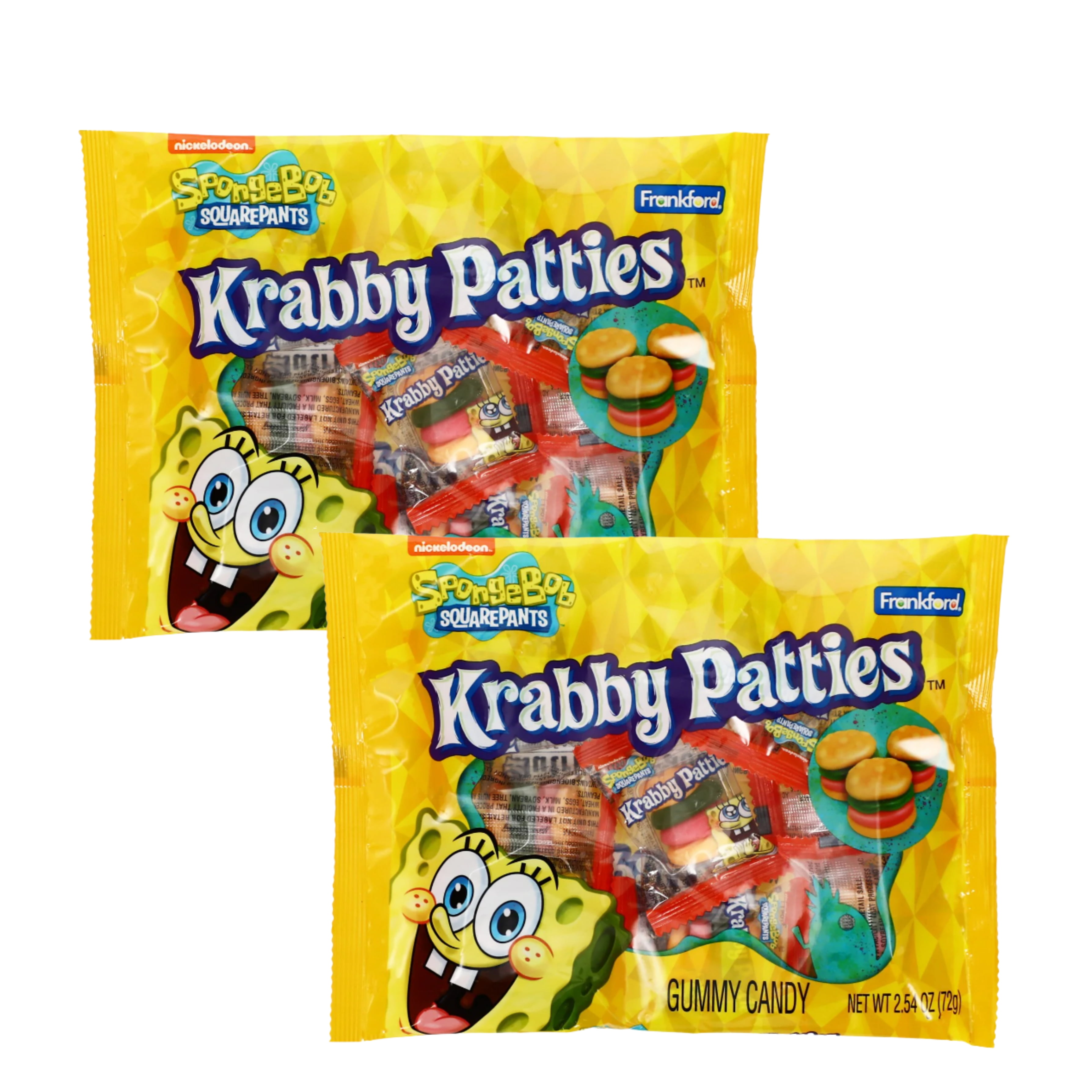 (2) Gummy Krabby Patties Candy Individually Wrapped Hamburger Patty ...