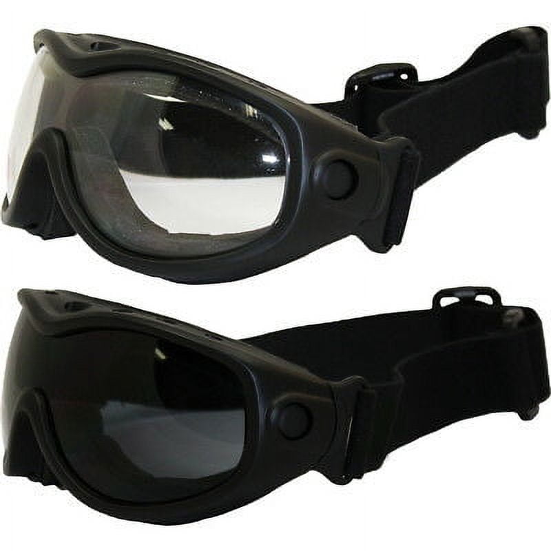 2 HERON FOAM PADDED MOTORCYCLE GOGGLES CLEAR SMOKE WITH POUCH - Walmart.com
