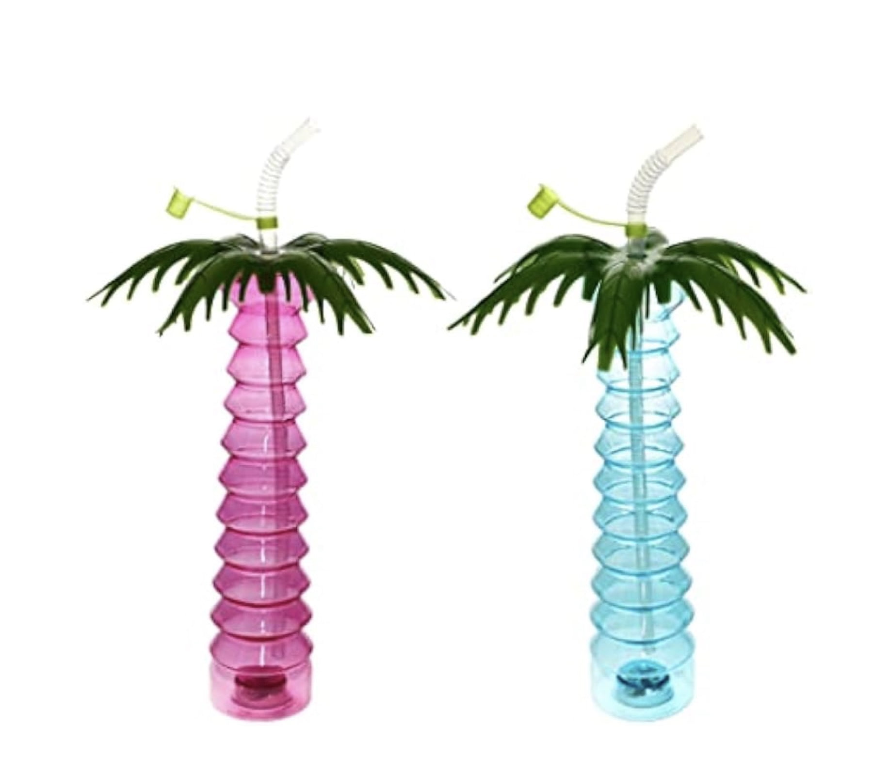 (2) HTL BPA Free LED Light Up Palm Tree Luau Yard Party Cups with Lids ...