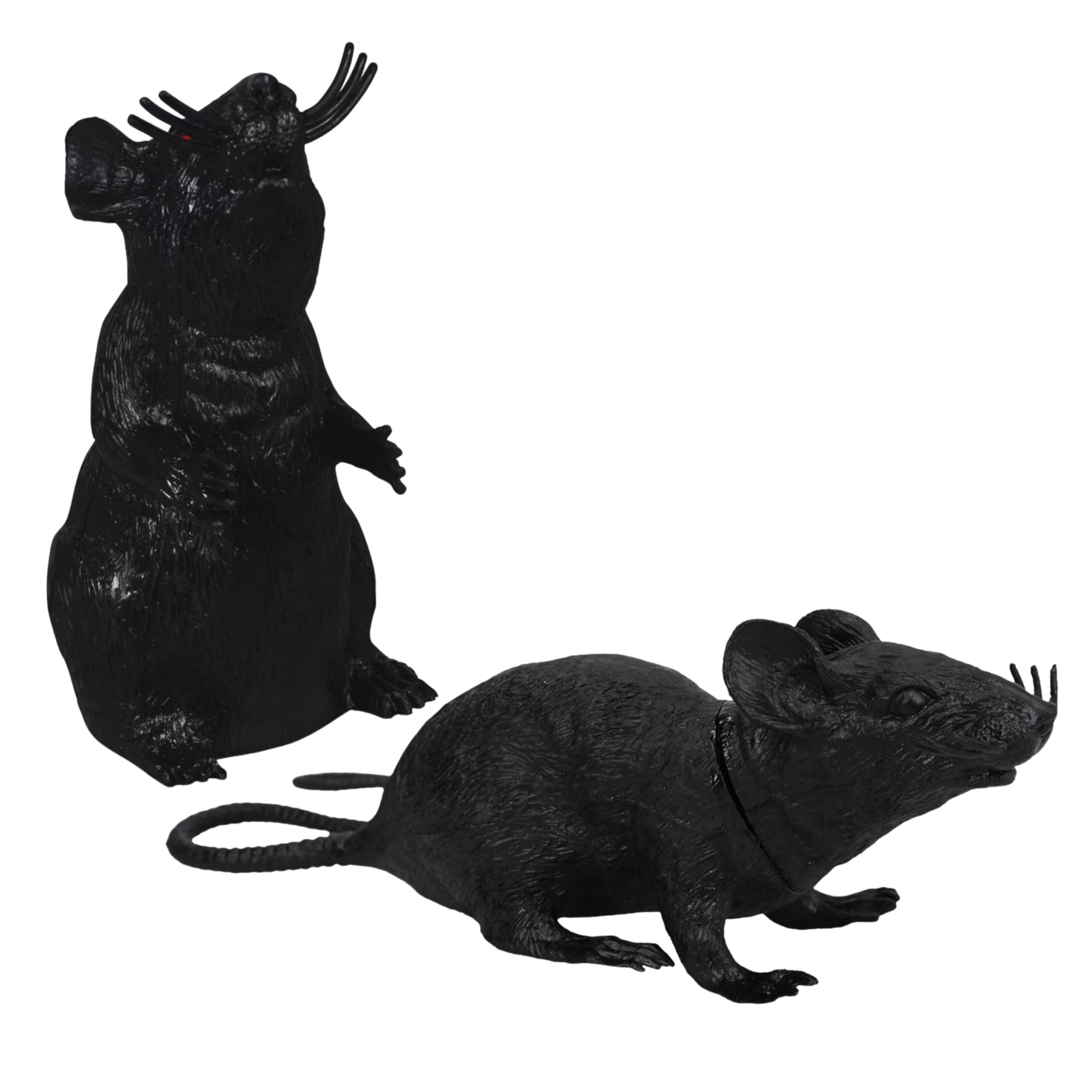(2) Halloween Squeaking Rats Decoration, 5.5 Inch Realistic Black Rat ...