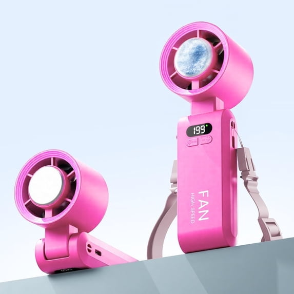 2 Handheld Portable Turbo Fan with Ice Cooler, Speed (1-199) 5500mAh*2 ...