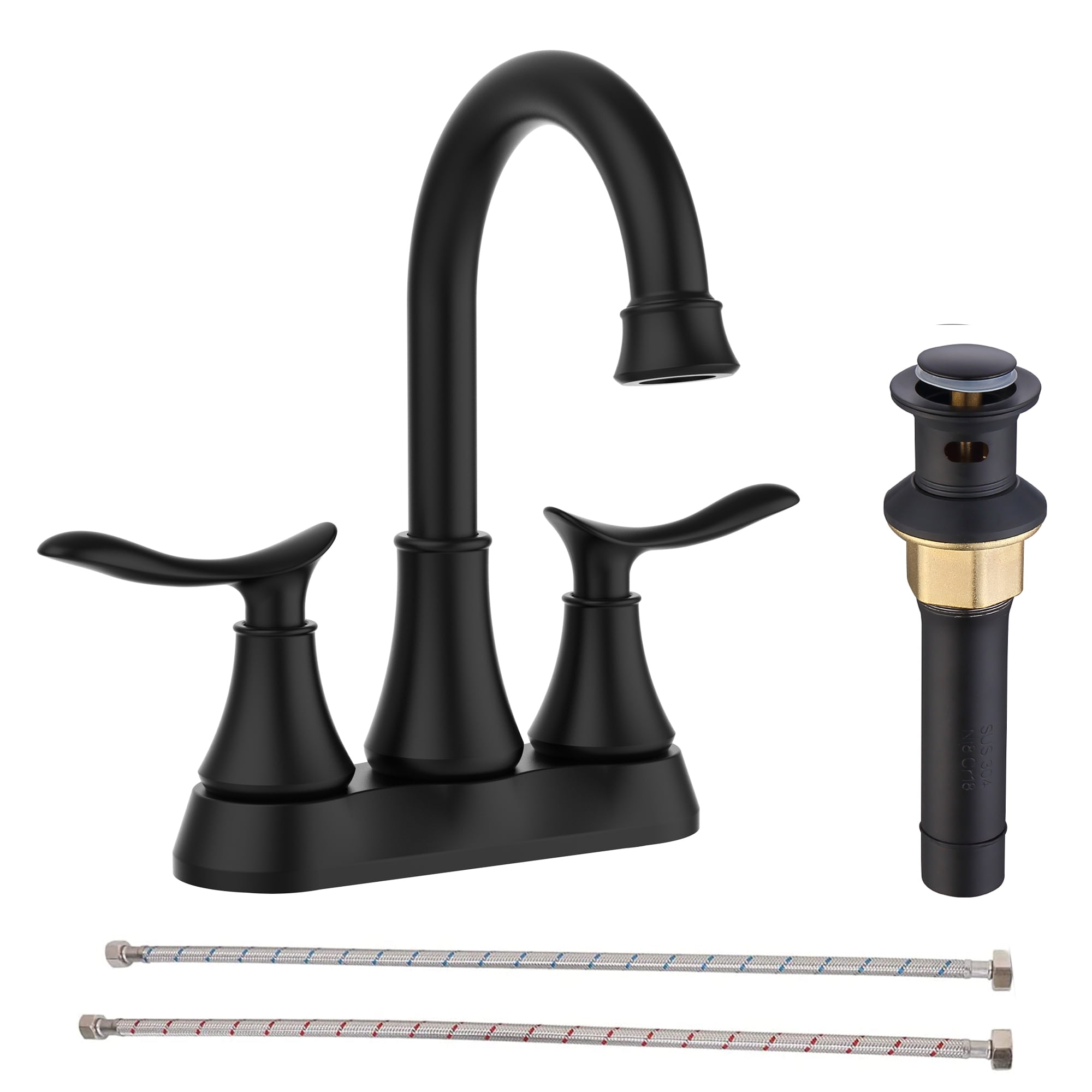 2-Handle 4-Inch Matte Black Bathroom Faucet, Bathroom Vanity Sink ...