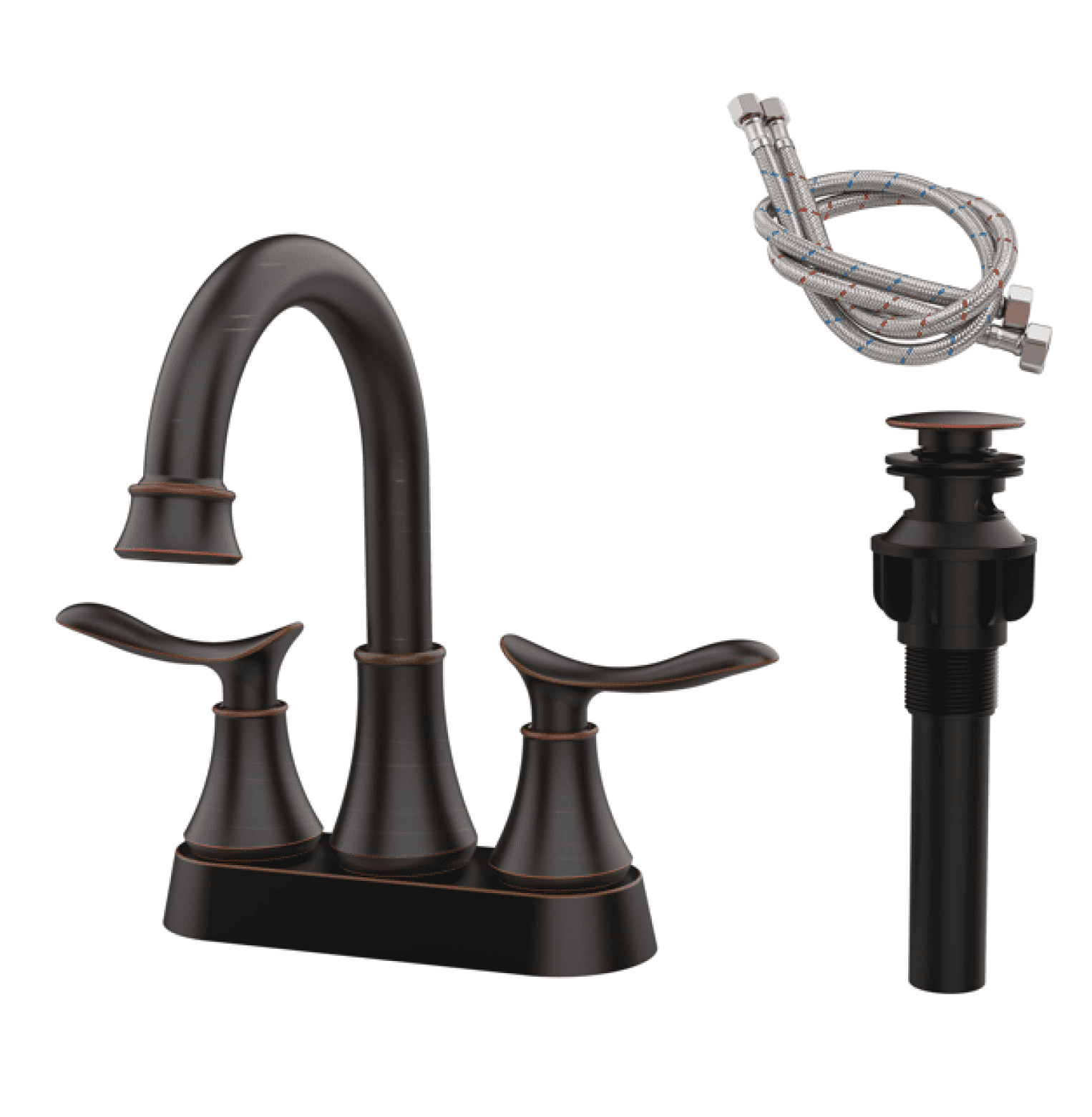 2-Handle 4-Inch Oil Rubbed Bronze Bathroom Faucet, Bathroom Vanity Sink ...