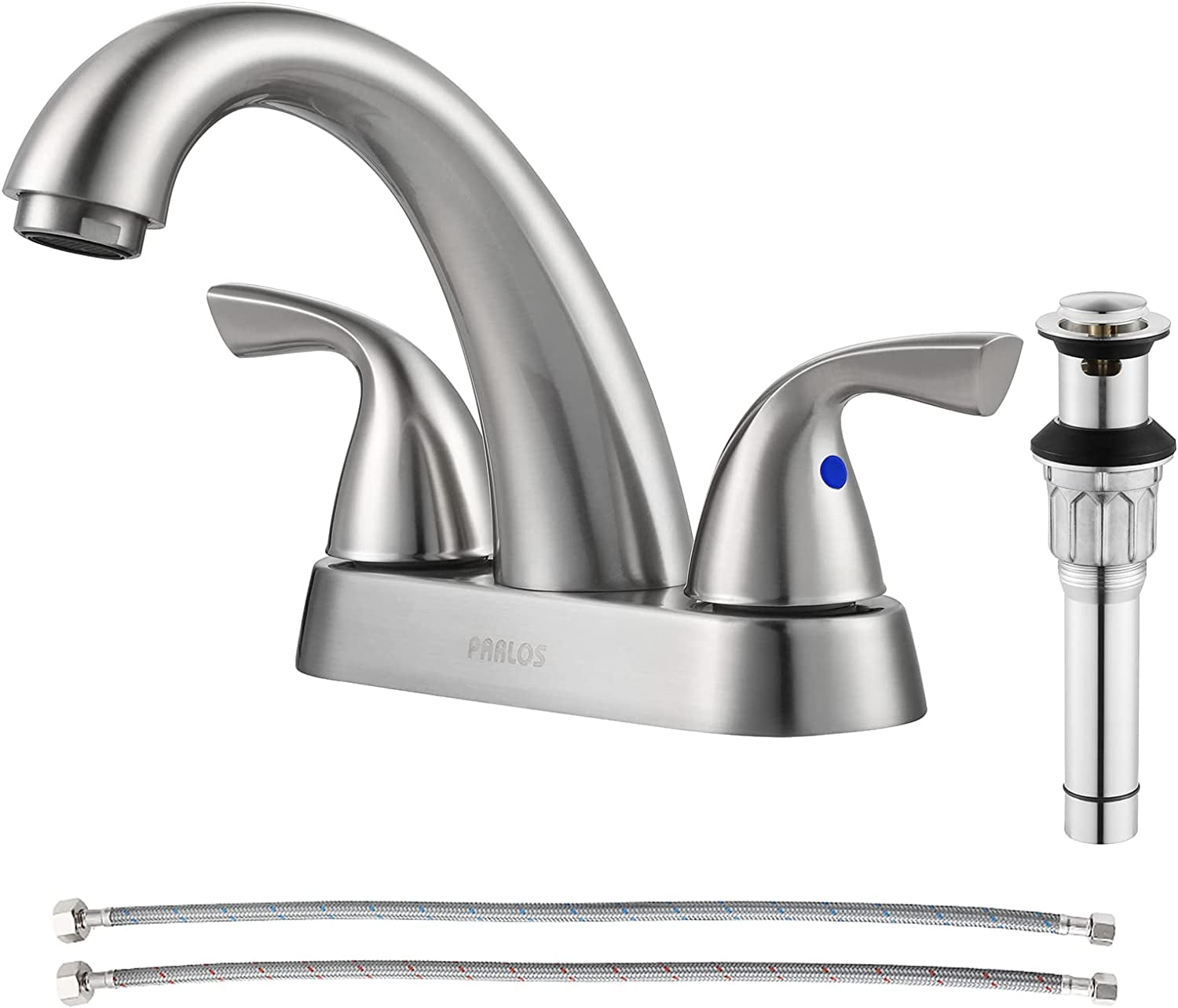 2-Handle Bathroom Sink Faucet with Drain Assembly and Supply Hose Lead ...