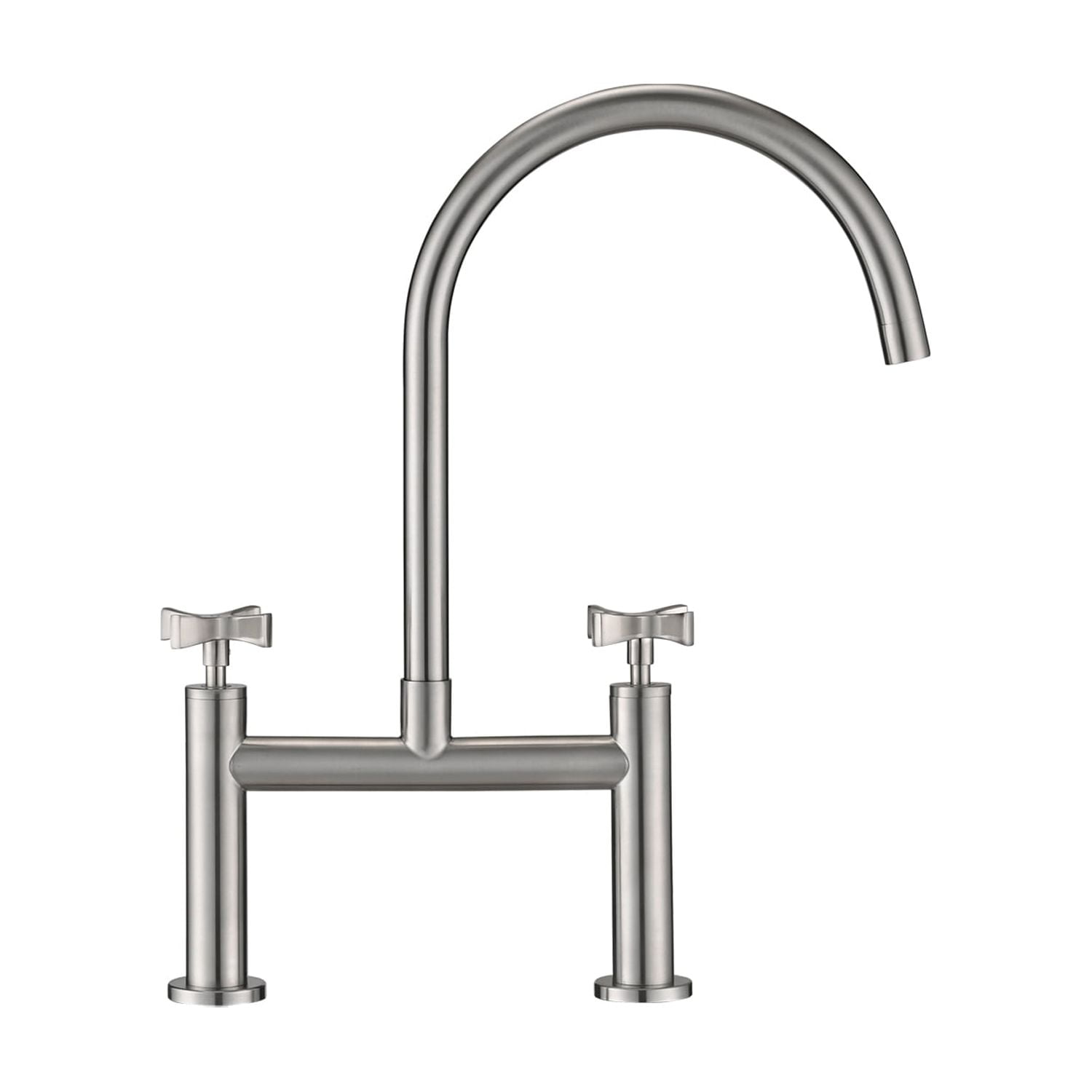 2 Handle Bridge Kitchen Faucet In Stainless Steel,Brushed Nickel ...