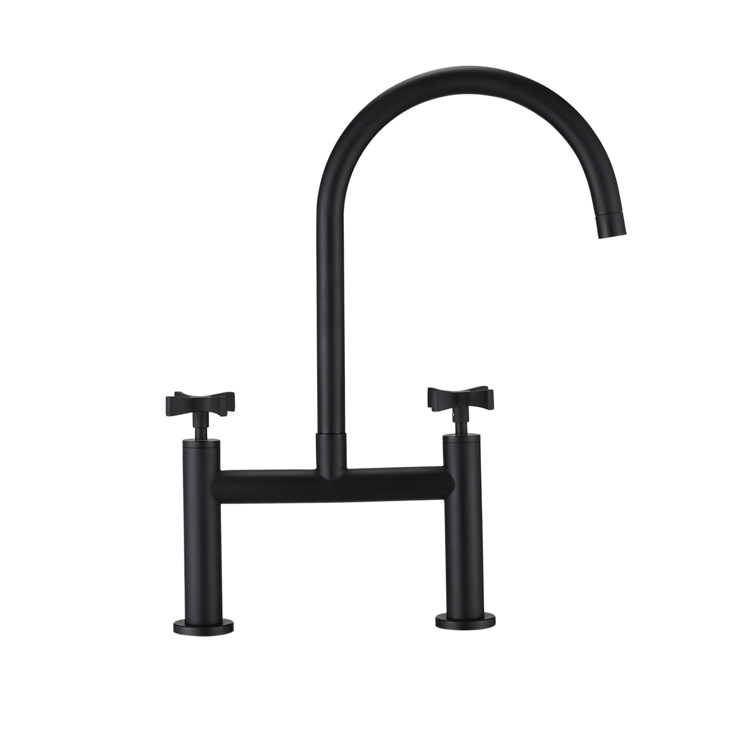 2 Handle Bridge Kitchen Faucet In Stainless Steel,Matte Black Stainless ...
