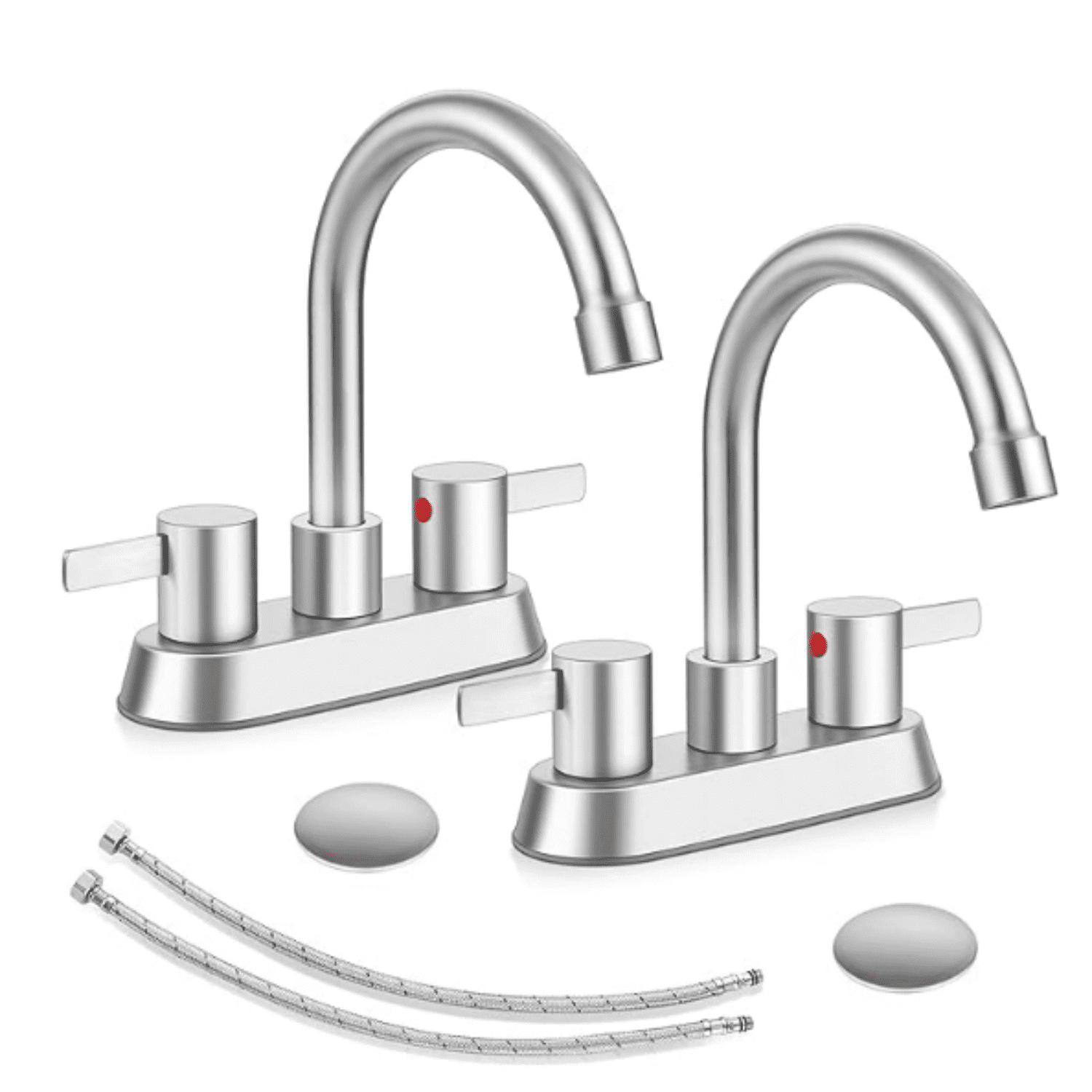 2-Handle Centerset Bathroom Faucet Bed Nickel Set of 2, Stainless Steel ...