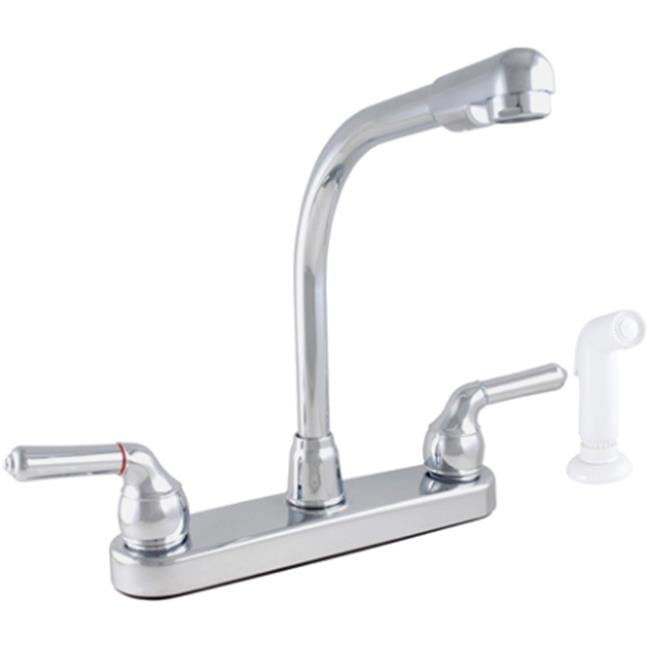 2-Handle Hi-Rise Spout Kitchen Faucet with Spray, Chrome - Walmart.com
