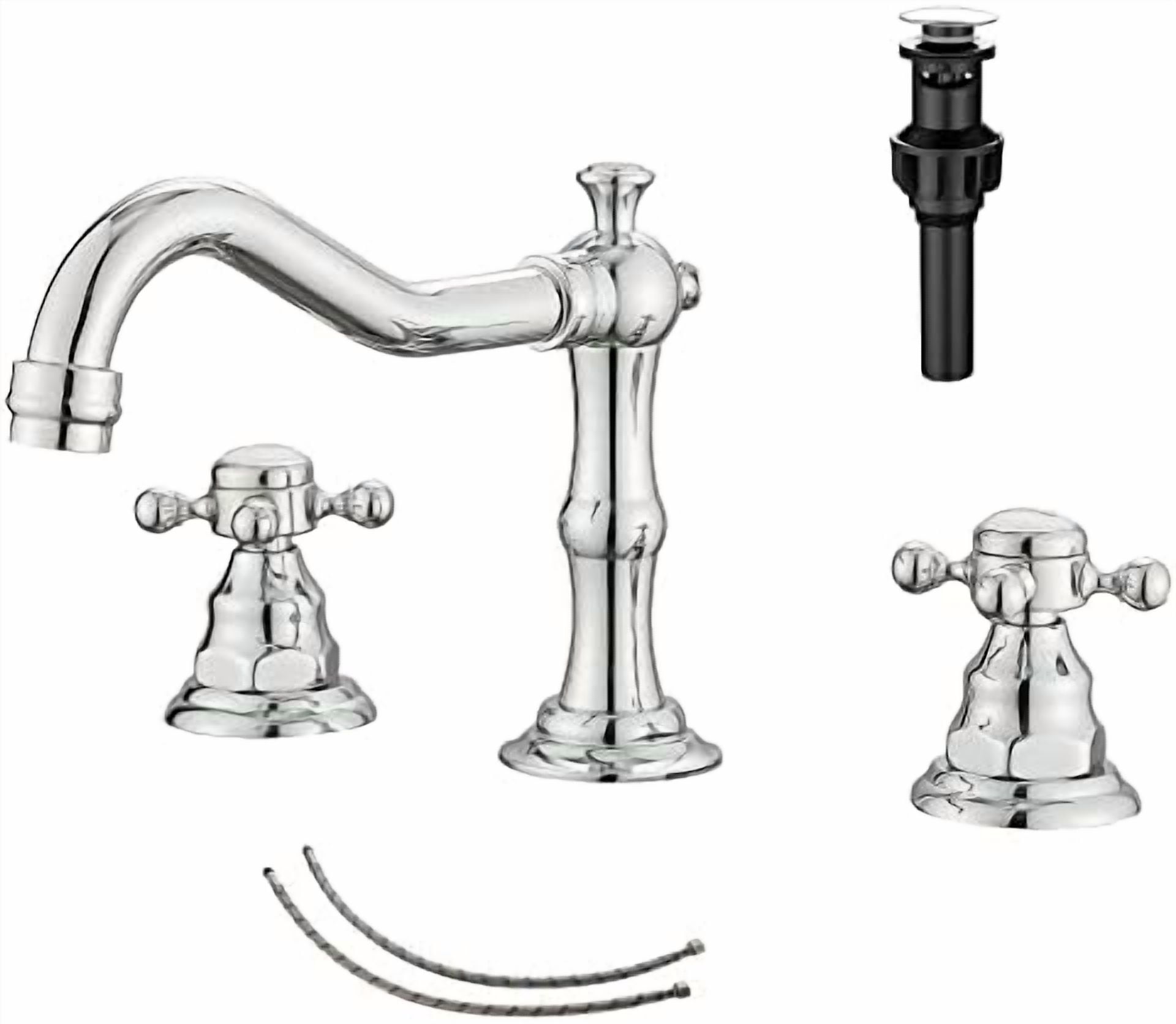 2 Handles 3 Holes Faucet Widespread Bathroom Sink Faucet Chrome Basin ...