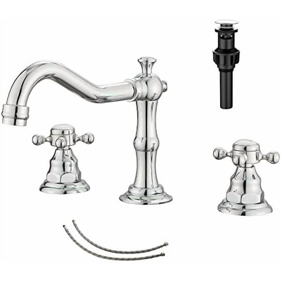 2 Handles 3 Holes Faucet Widespread Bathroom Sink Faucet Chrome Basin ...