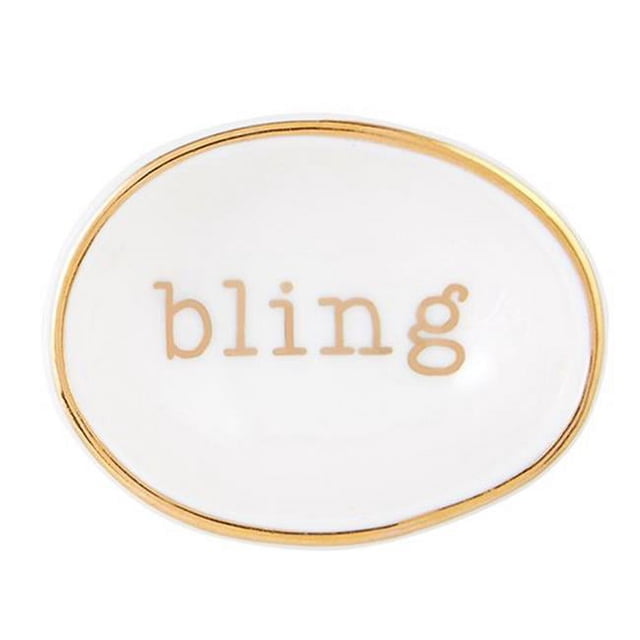 2" Handmade White Ceramic Ring Holder Dish with Bling Design - Walmart ...