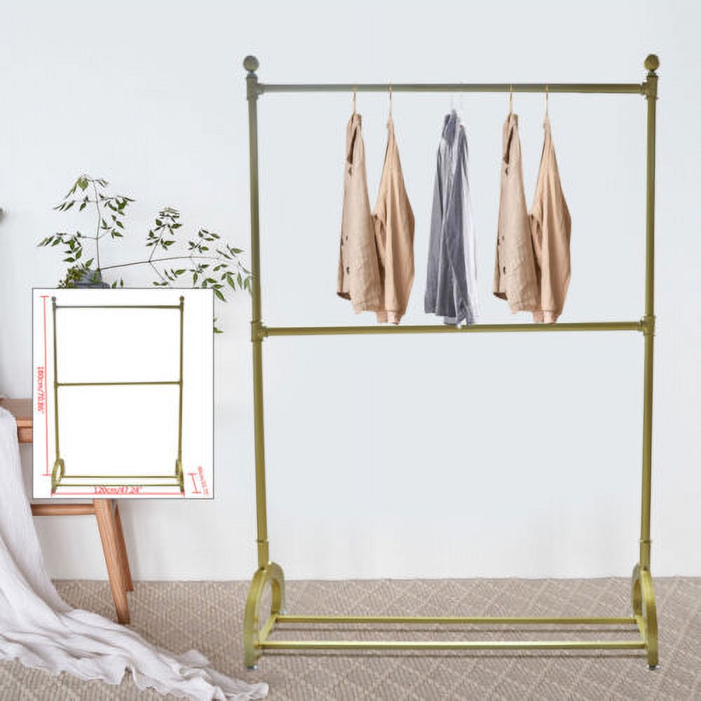 2-Hanging Rail Garment Rack Double Hanging Bars Boutique Clothes ...