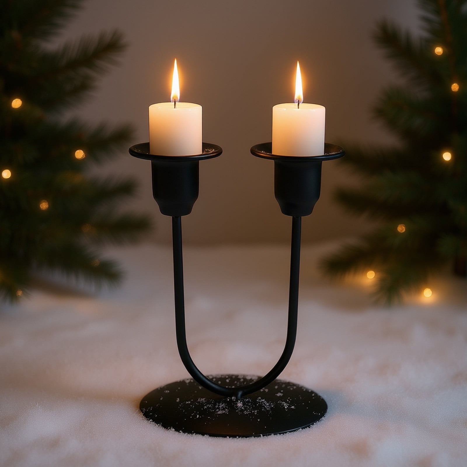 2-Head Curved Candle Holder | Elegant Metal Candelabra Centerpiece for ...
