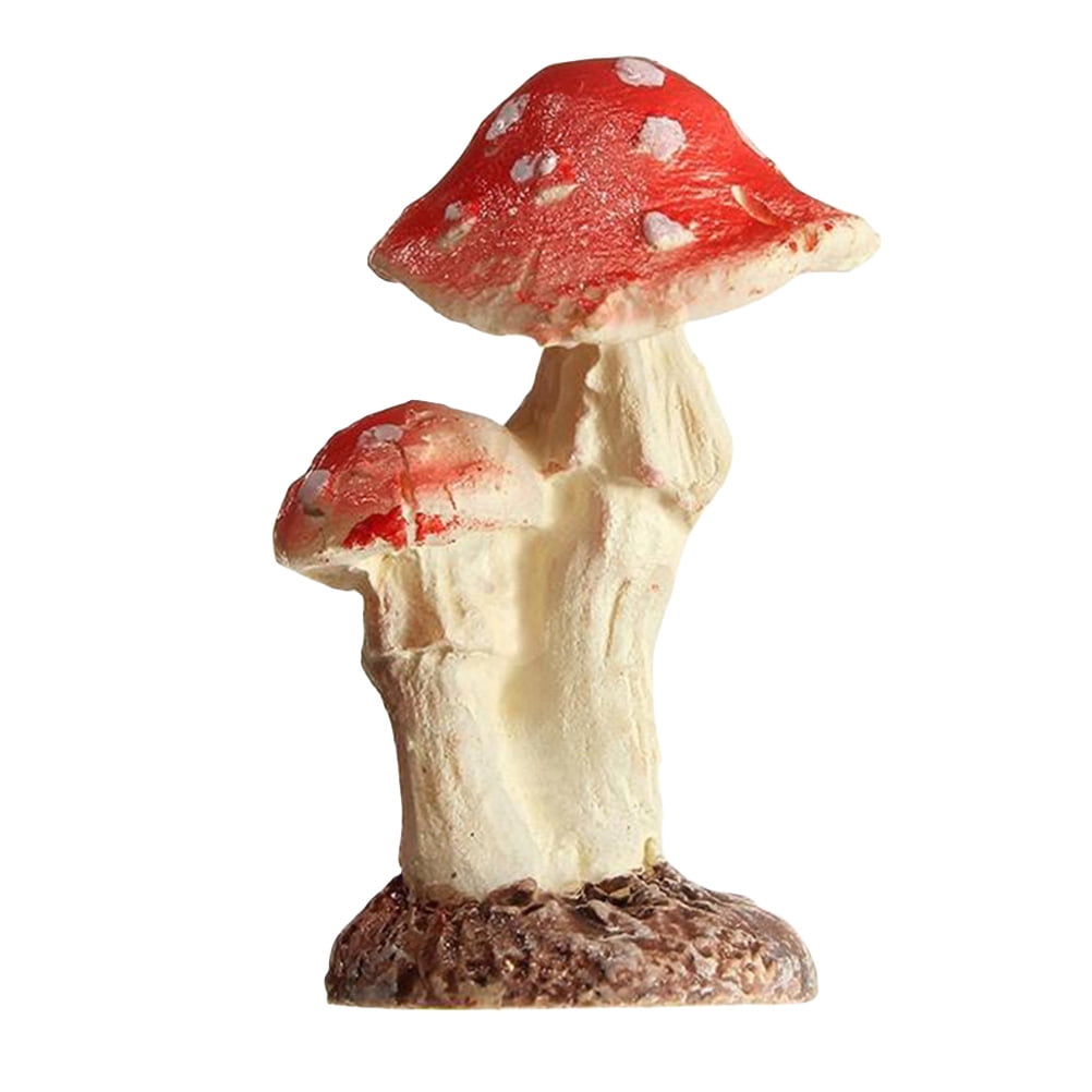 2 Head Red Mushroom Toadstool Miniature Fairy Garden Terrarium Figurine ...