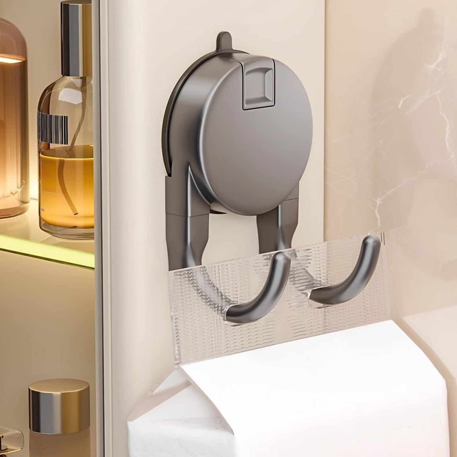2-Head Suction Cup Hook - No-Drill Double Hanger for Doors & Walls, 3.9 ...