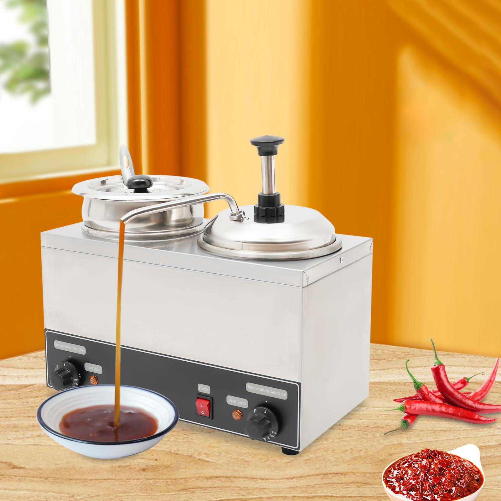 2-Heads Cheese Dispenser, 500W Electric Nacho Cheese Dispenser 86-230 ...