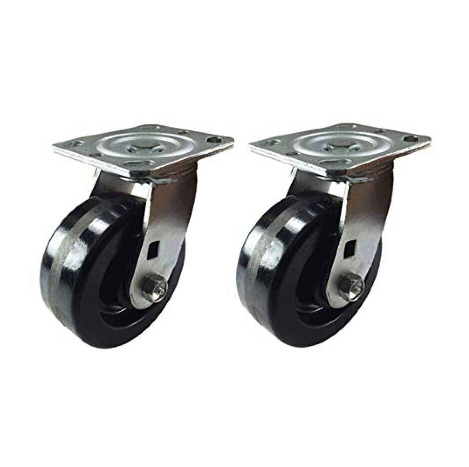 2 Heavy Duty Caster Set 4" 5" 6" 8" Phenolic Wheel Rigid Swivel Brake ...