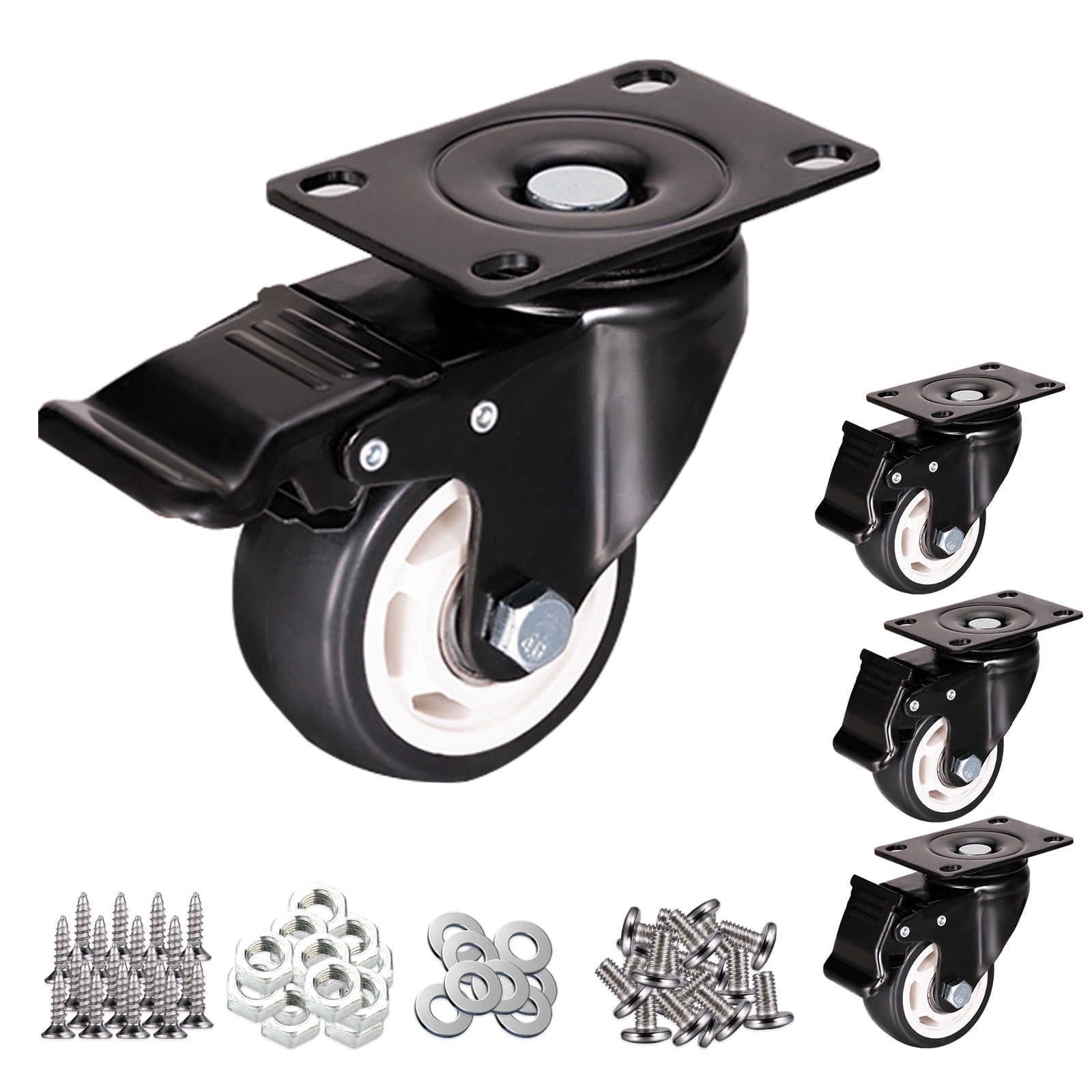 "Lashow 2"" Heavy Duty Caster Wheels Set of 4 with Brake - 360° Swivel ...