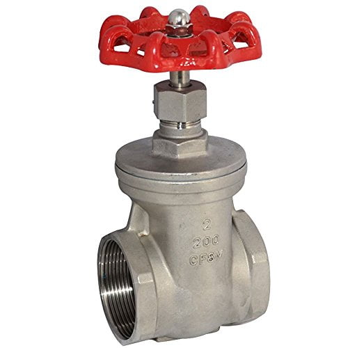 2" Heavy Duty Gate Valve with Red Handle,Inline,NPT Female,Stainless ...