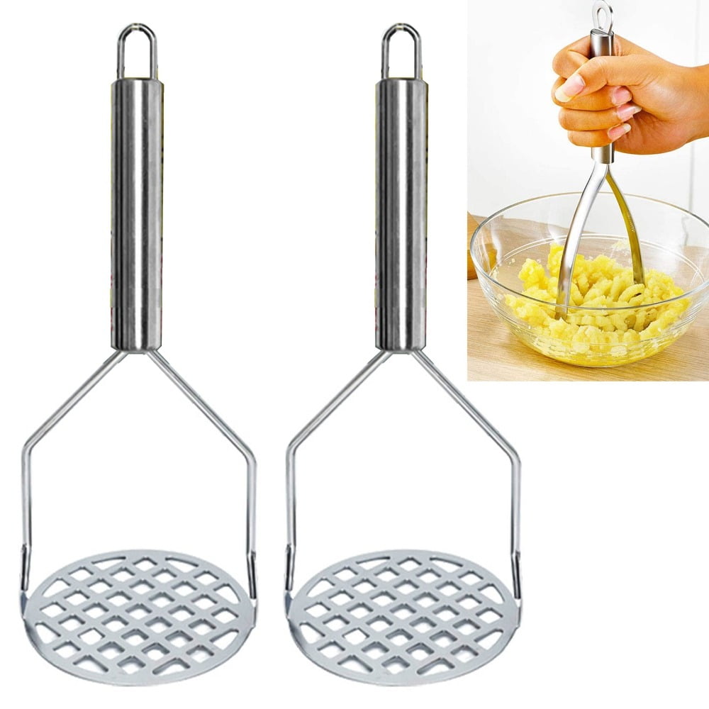 2 Heavy Duty Potato Masher Stainless Steel Metal Press Vegetable ...