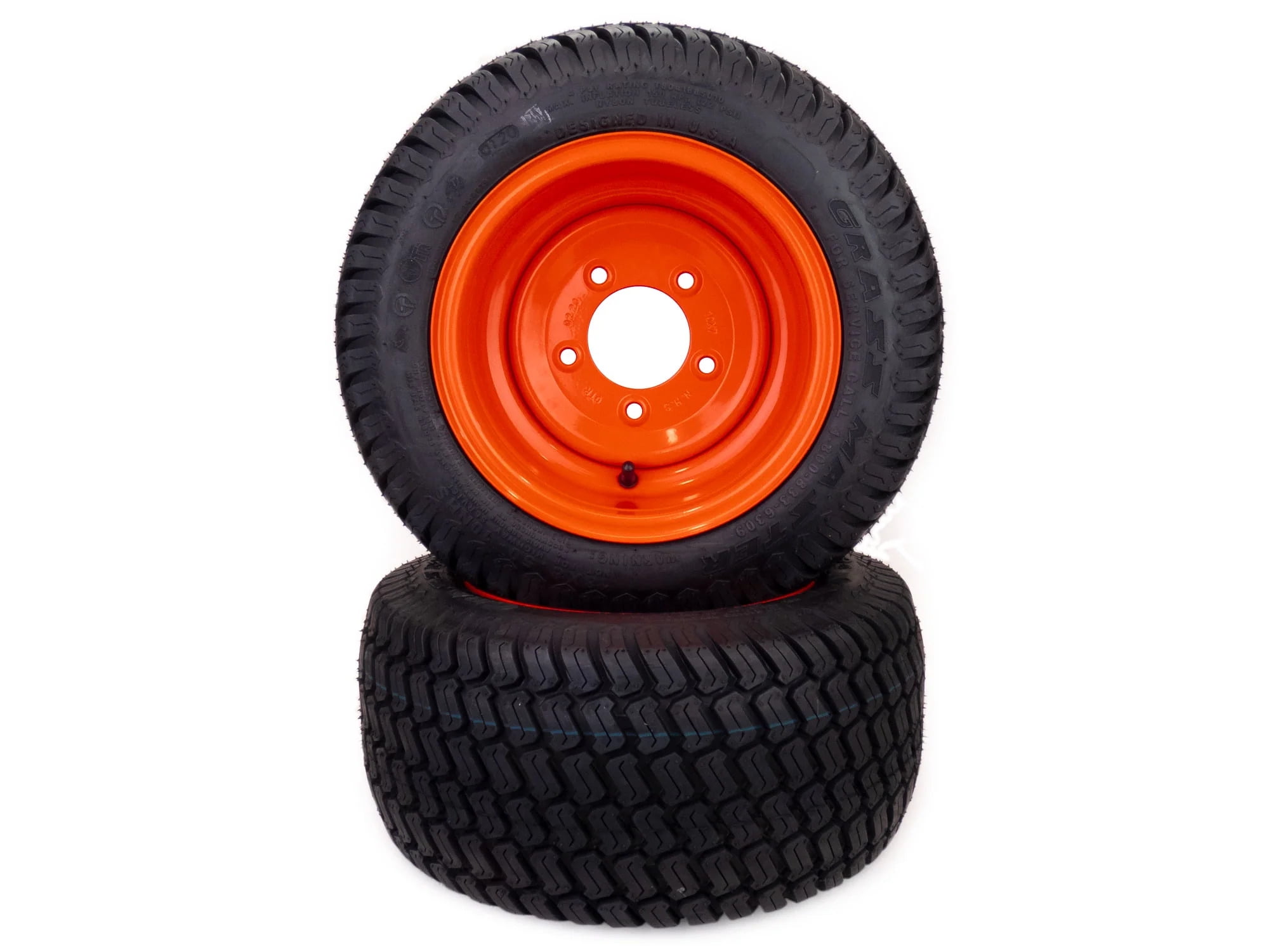 (2) Heavy Duty Turf Pneumatic Tire Assemblies 18x8.50-10 Fits Kioti ...