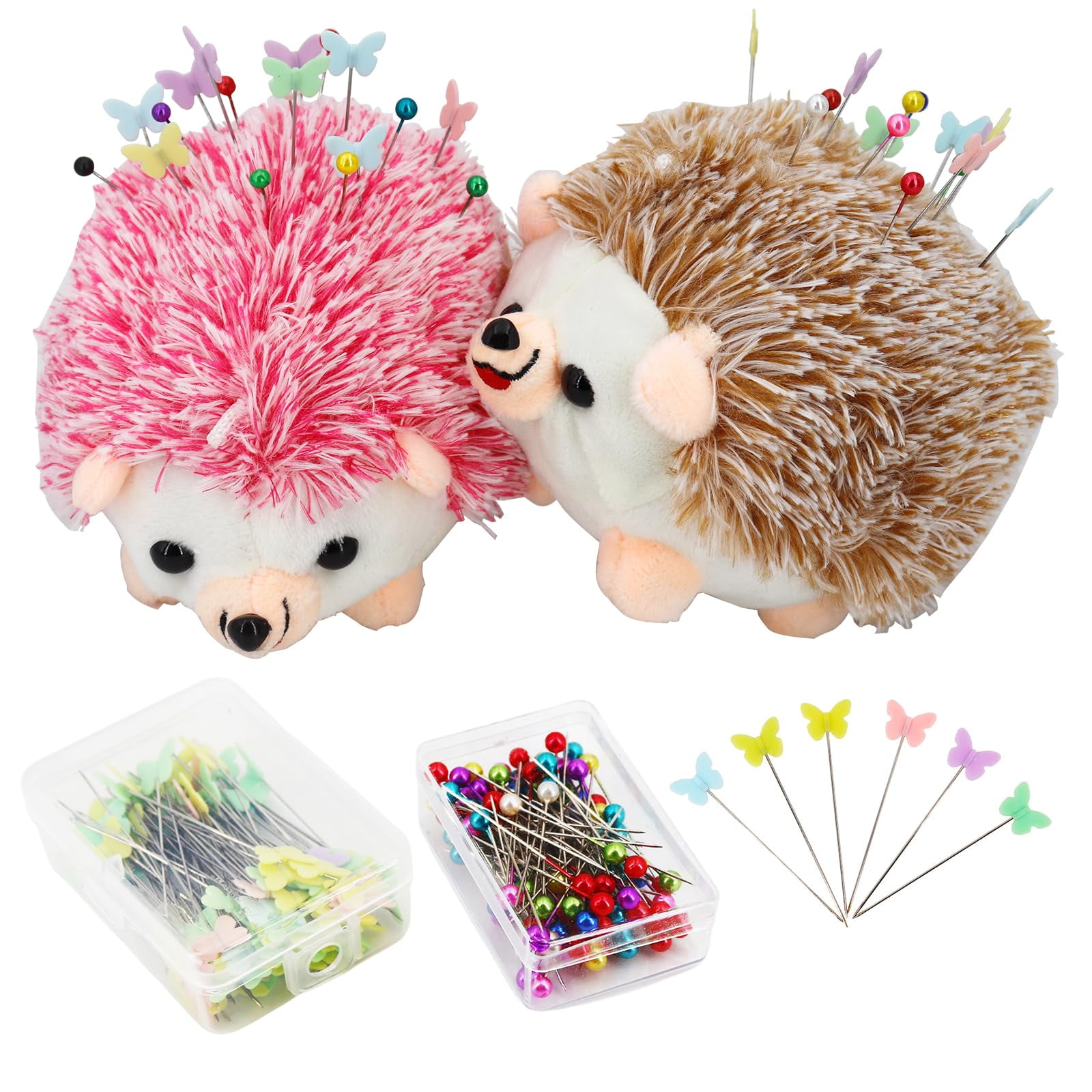 2 Hedgehog Sewing Pincushion with 200 Pieces Sewing Pins Set for Sewing ...