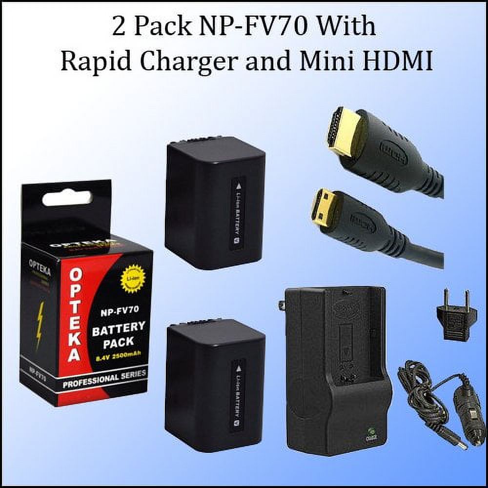 2 High Capacity NP-FV70 4 Hour Batteries + Charger + Mini HDMI For Sony DCR-SX63 DCR-SX83 DCR ...