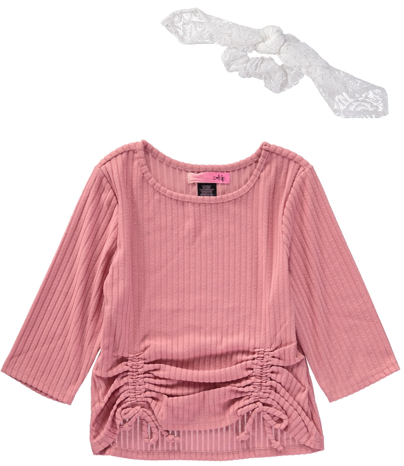 2-Hip Girls 7-16 Ribbed Gathered Front Top - Walmart.com