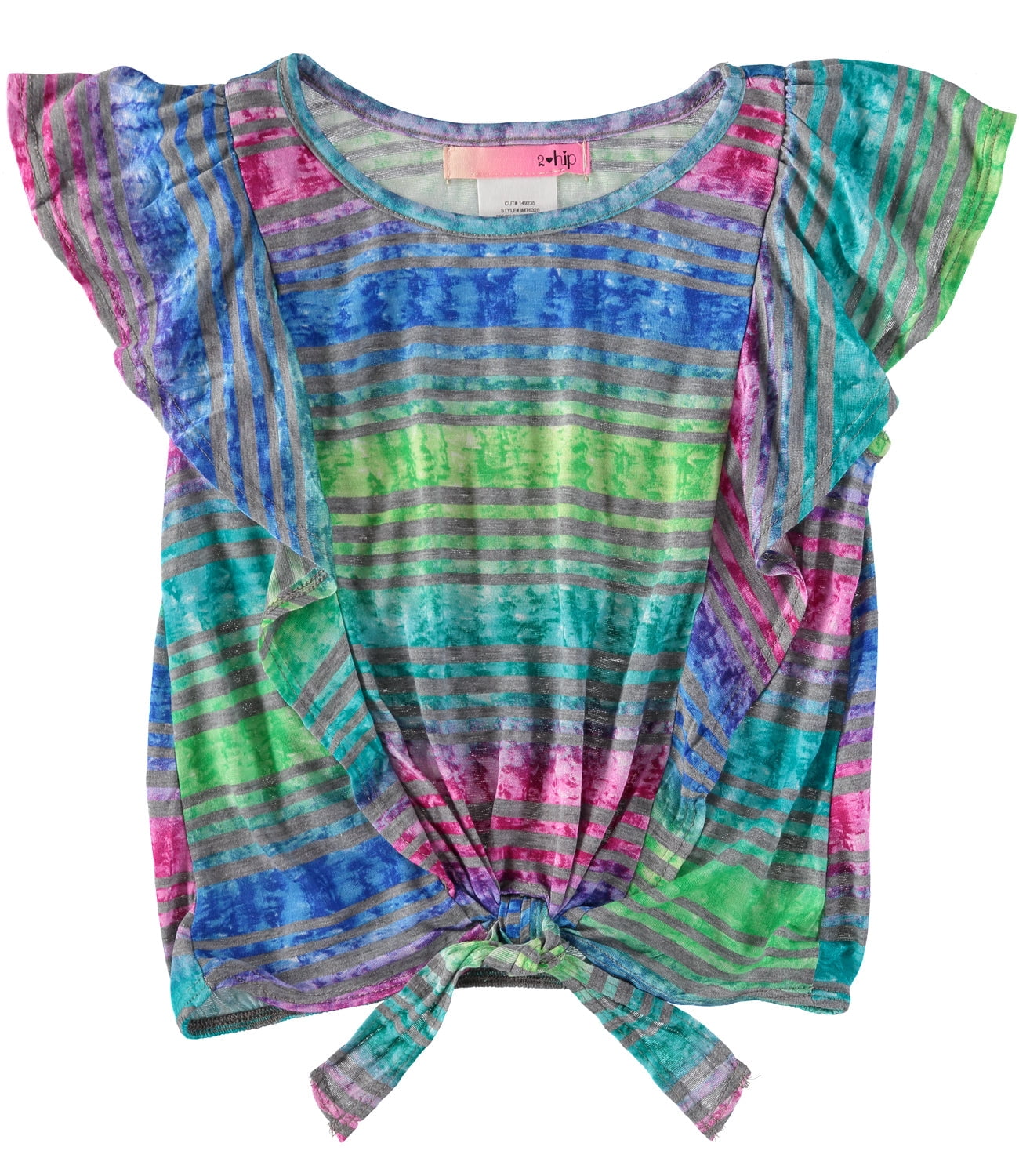 2-Hip Girls 7-16 Stripe Flutter Top - Walmart.com