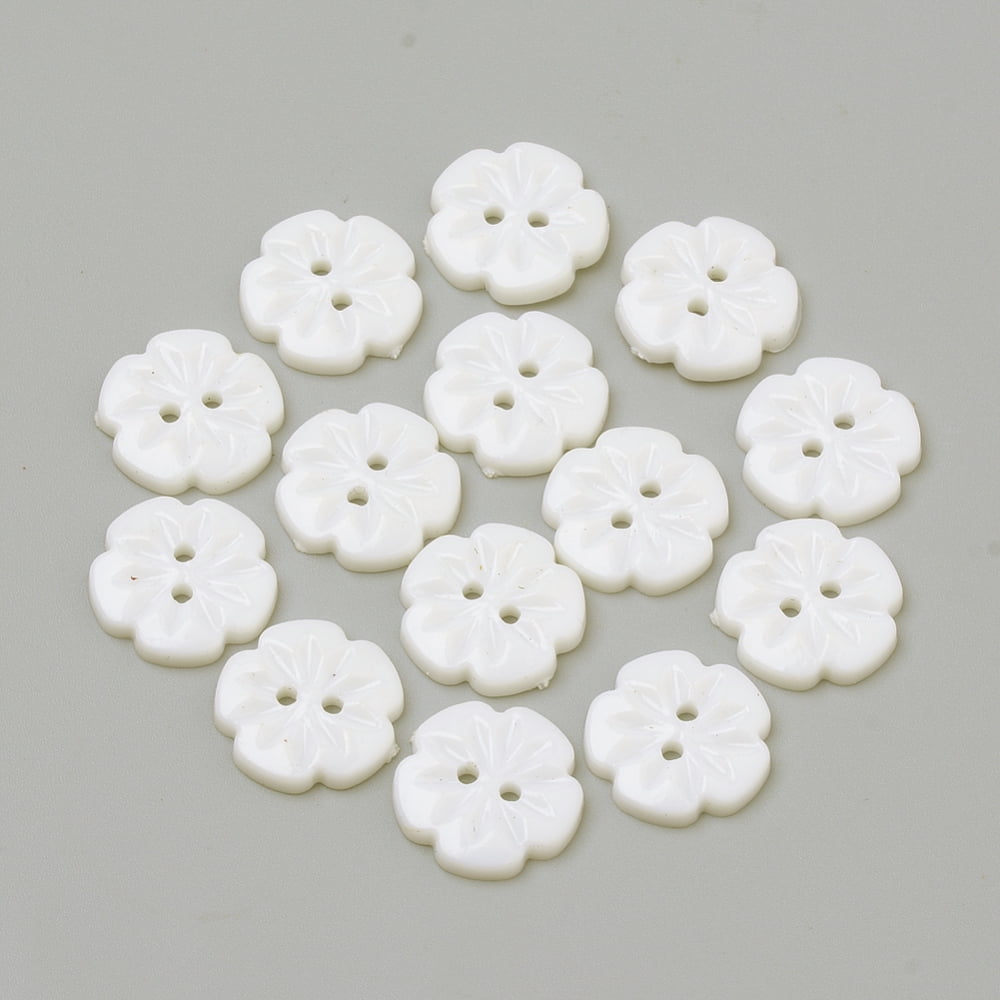 2-Hole Acrylic Buttons Flower White 15x2.5mm Hole: 1.5mm - Walmart.com