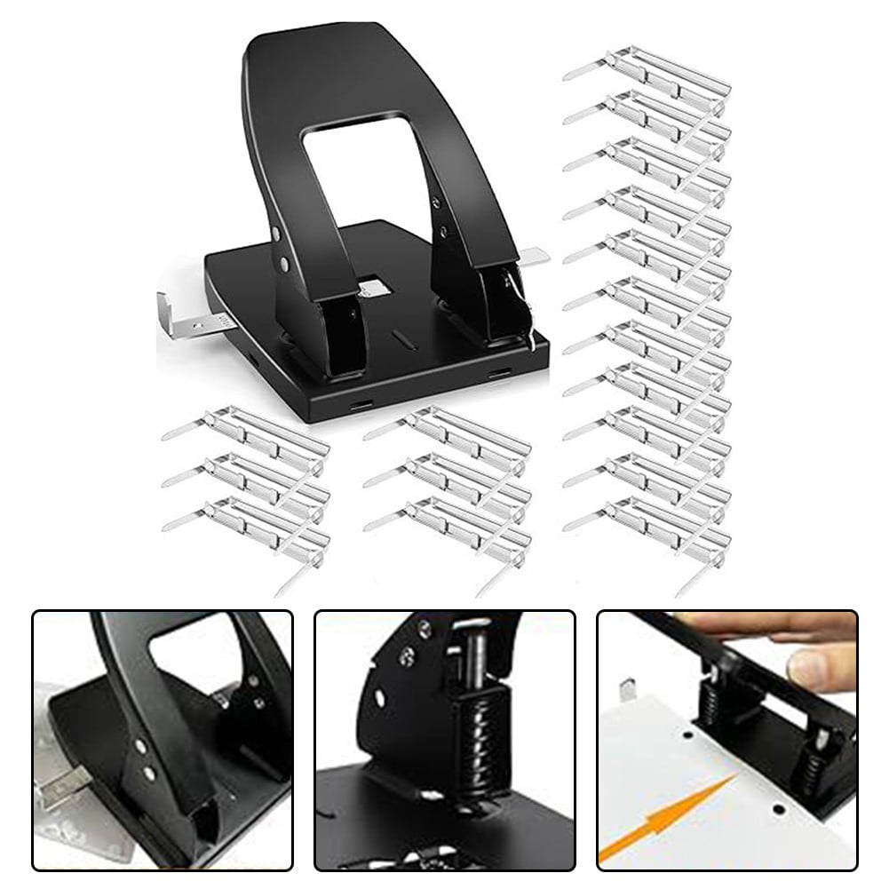 2 Hole Punch with 100 Prong Paper Fastener Heavy Duty Paper Two Hole ...