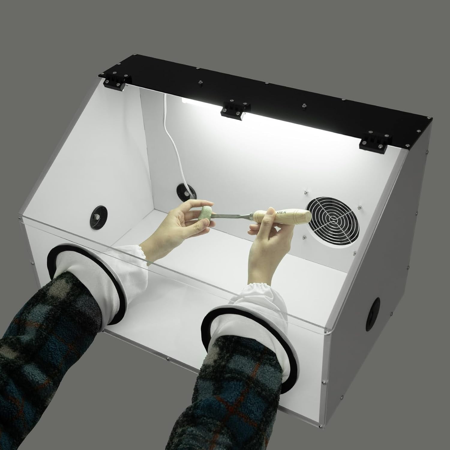 2 Holes Dust Cover Fully Enclosed Electric Grinding Table Polisher ...