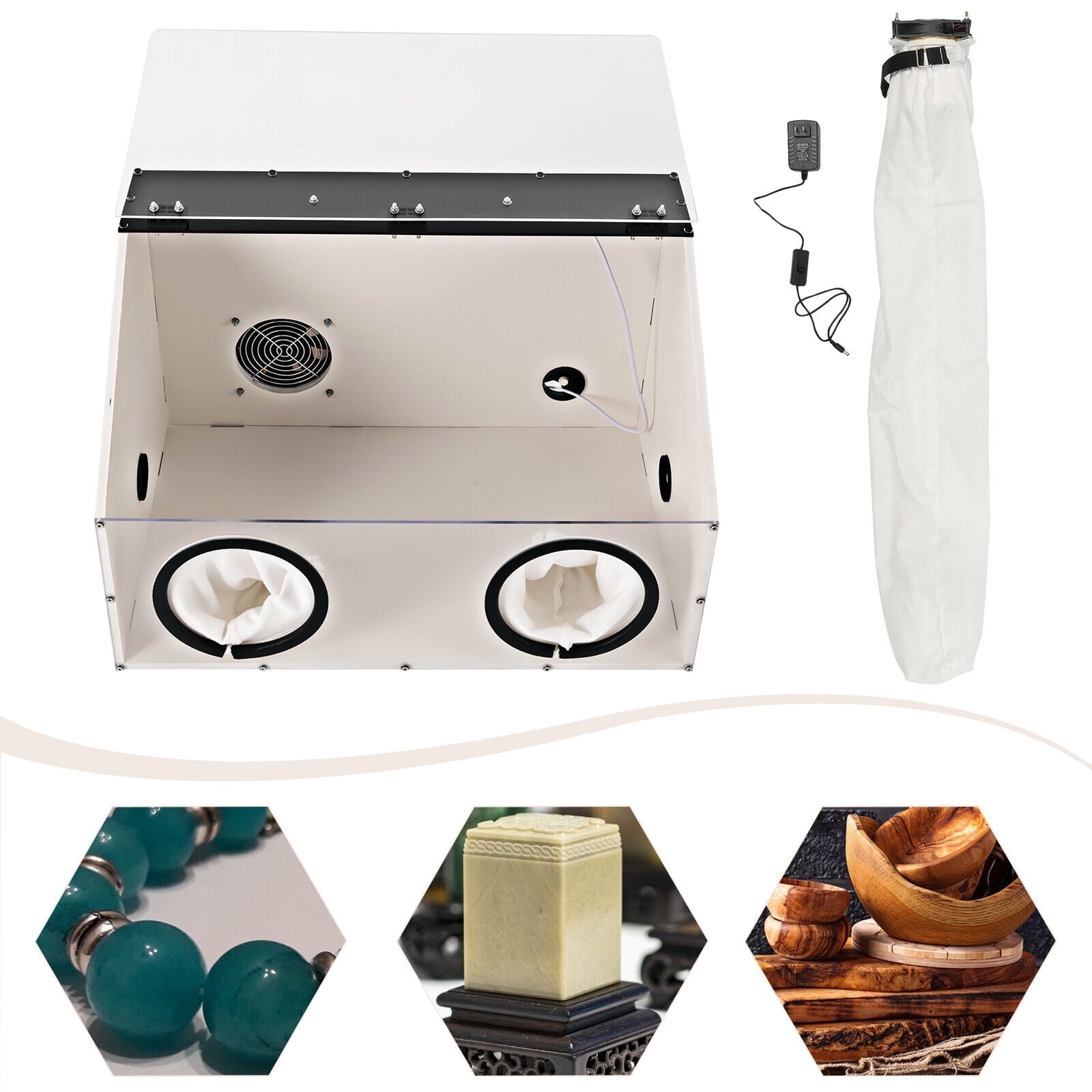 2 Holes Enclosed Grinding Polisher Acrylic Dust Box Polishing Engraving ...