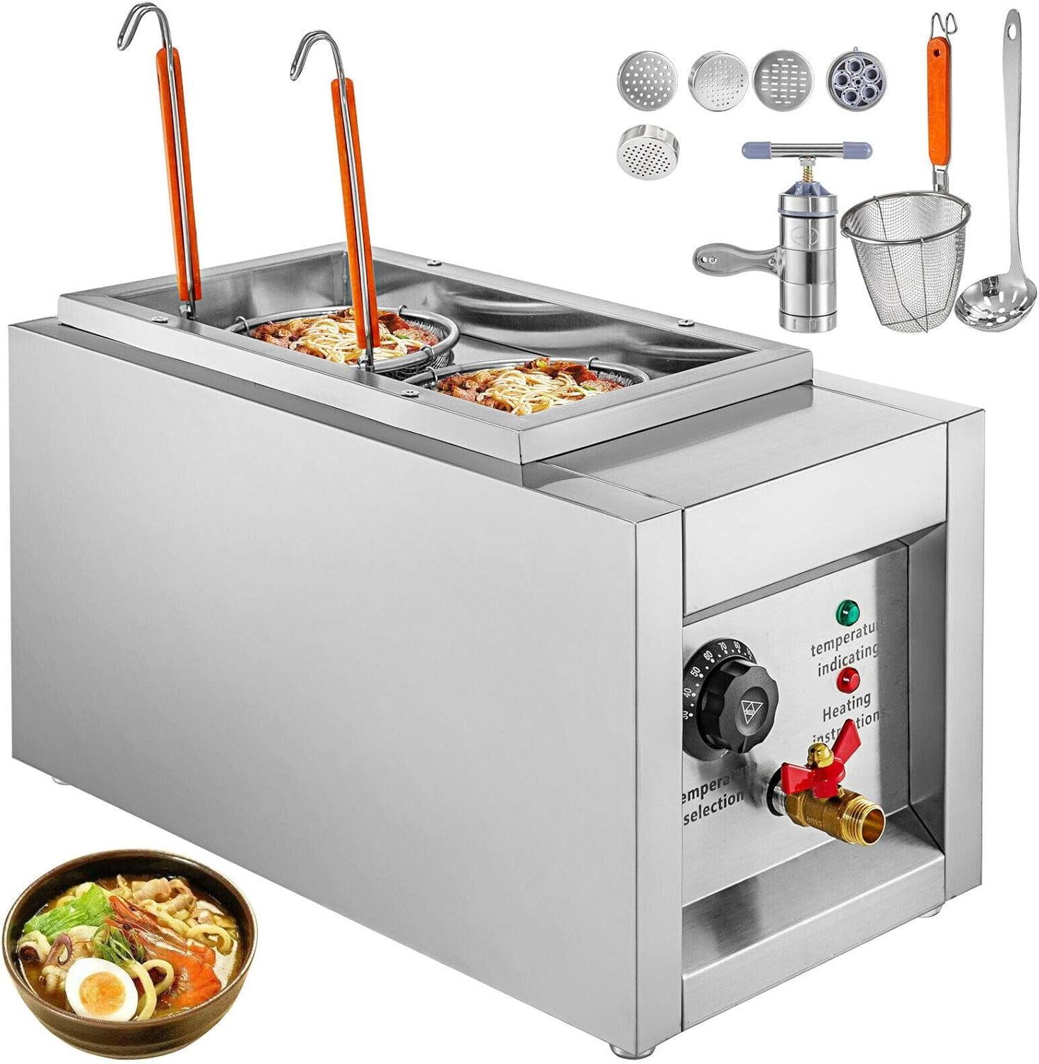 2 Holes Pasta Cooker Electric Noodle Cooking Machine 110V 2KW Electric ...