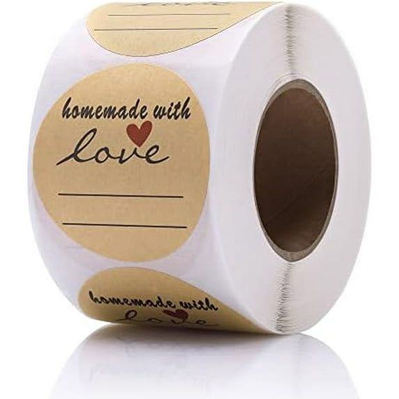 2" Homemade with Love Stickers, 500 Pcs Kraft Jar Canning Label ...