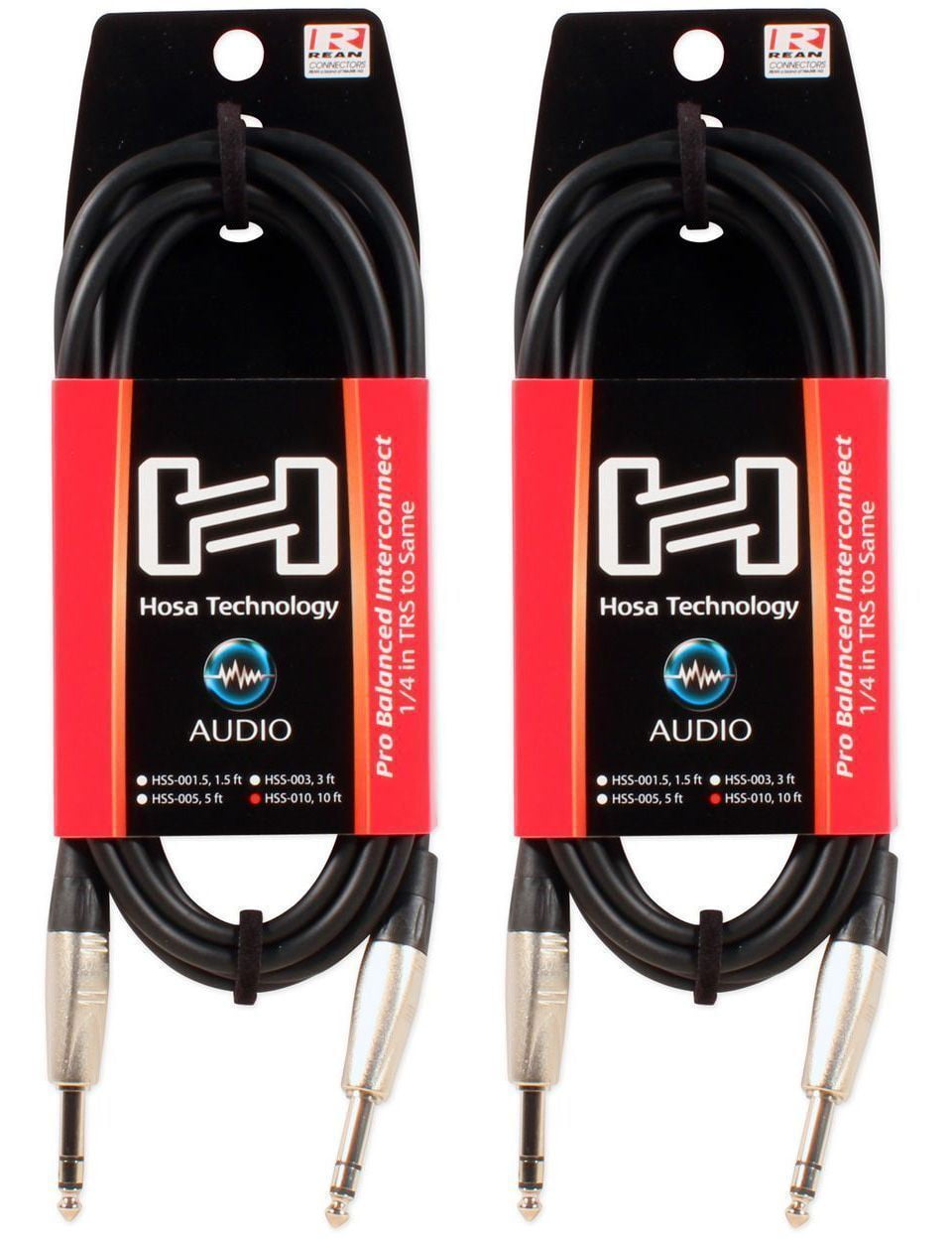 2 Hosa HSS-010 10 Foot 1/4" TRS To 1/4" TRS Balanced Interconnect Audio ...