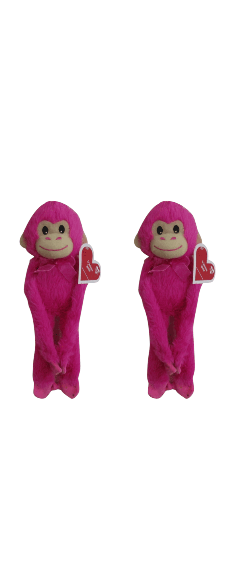 2 Hot Pink Plush Valentine's Day Hanging Monkeys - Ultra Soft and ...