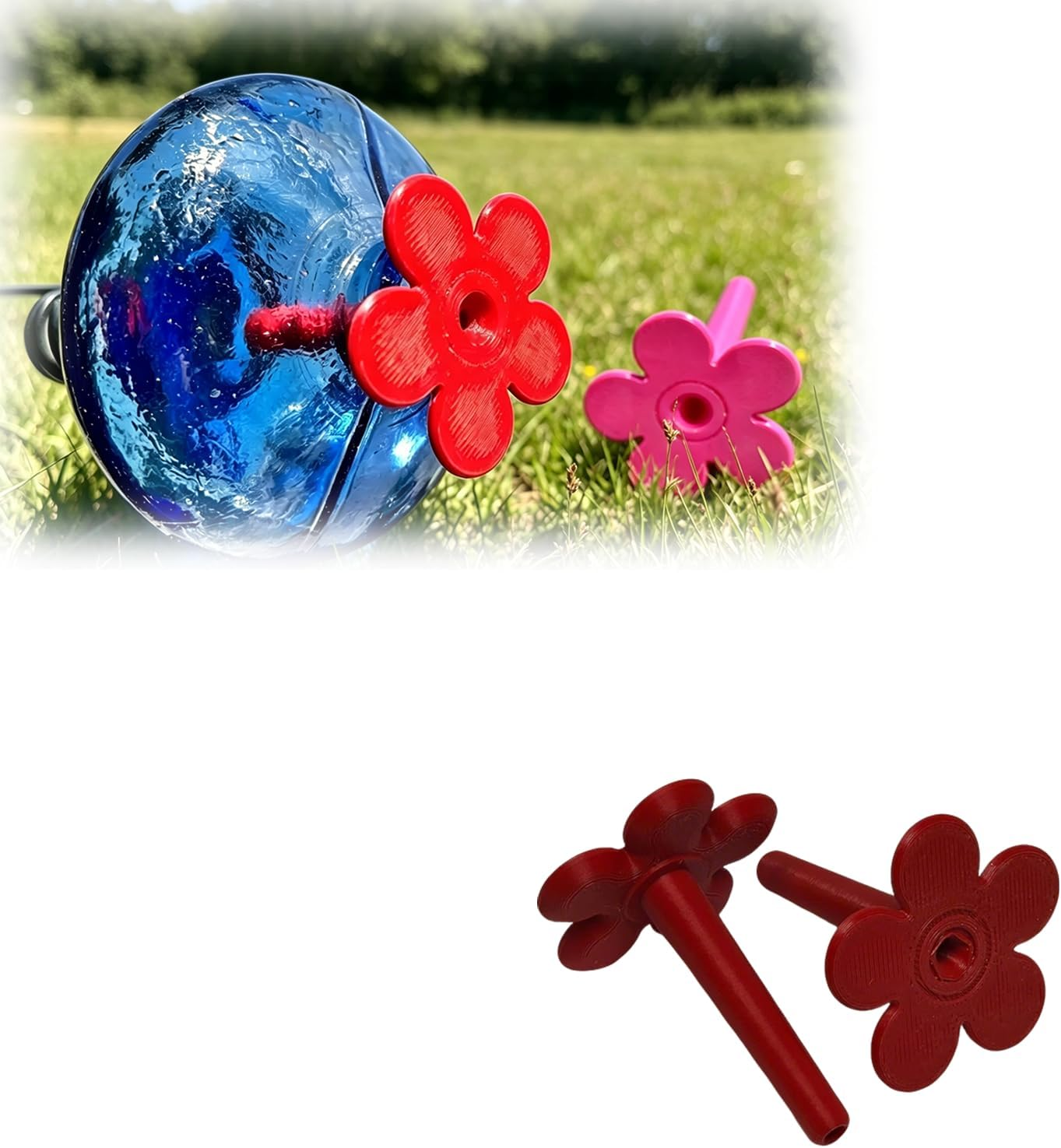 2 Hummingbird Feeder Replacement Flowers Compatible with Parasol Glass ...
