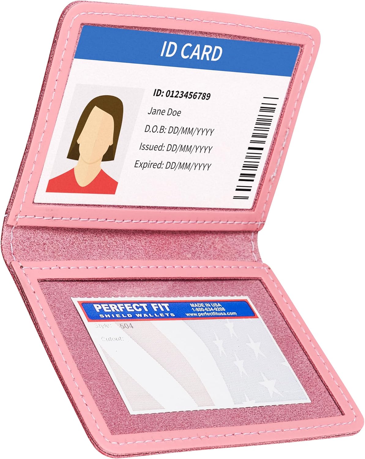 2 ID Leather License Holder Bifold Double I.D. Credit Card Gun Permit ...