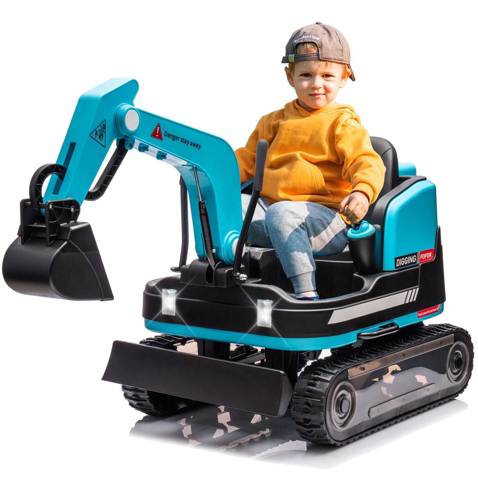 2 IN 1 12V12AH Powered Kids Ride On Excavator Bulldozer 360°Electric ...