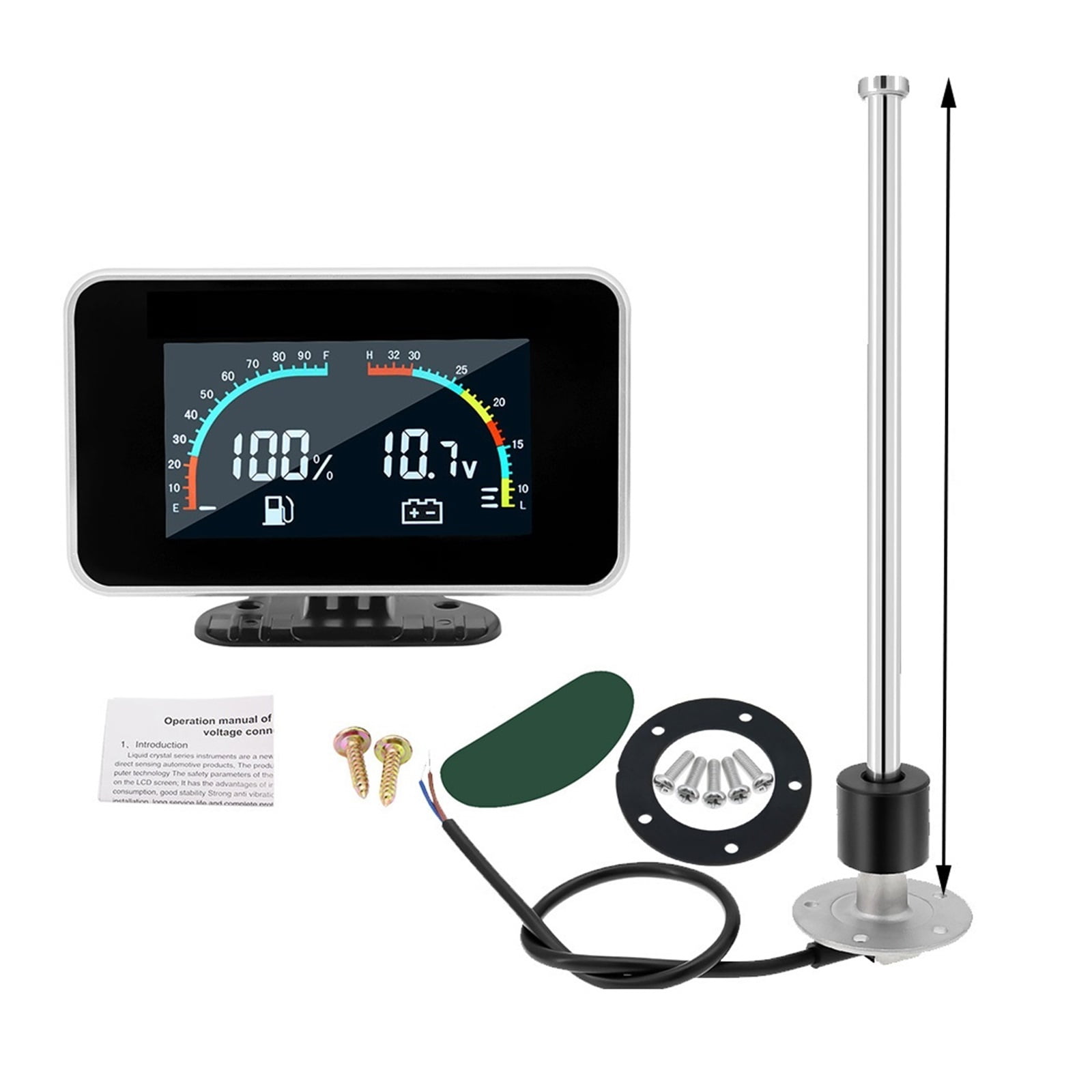 2 IN 1 Fuel Level Gauge Voltmeter With Fuel Float Sensor LCD Car Meter ...